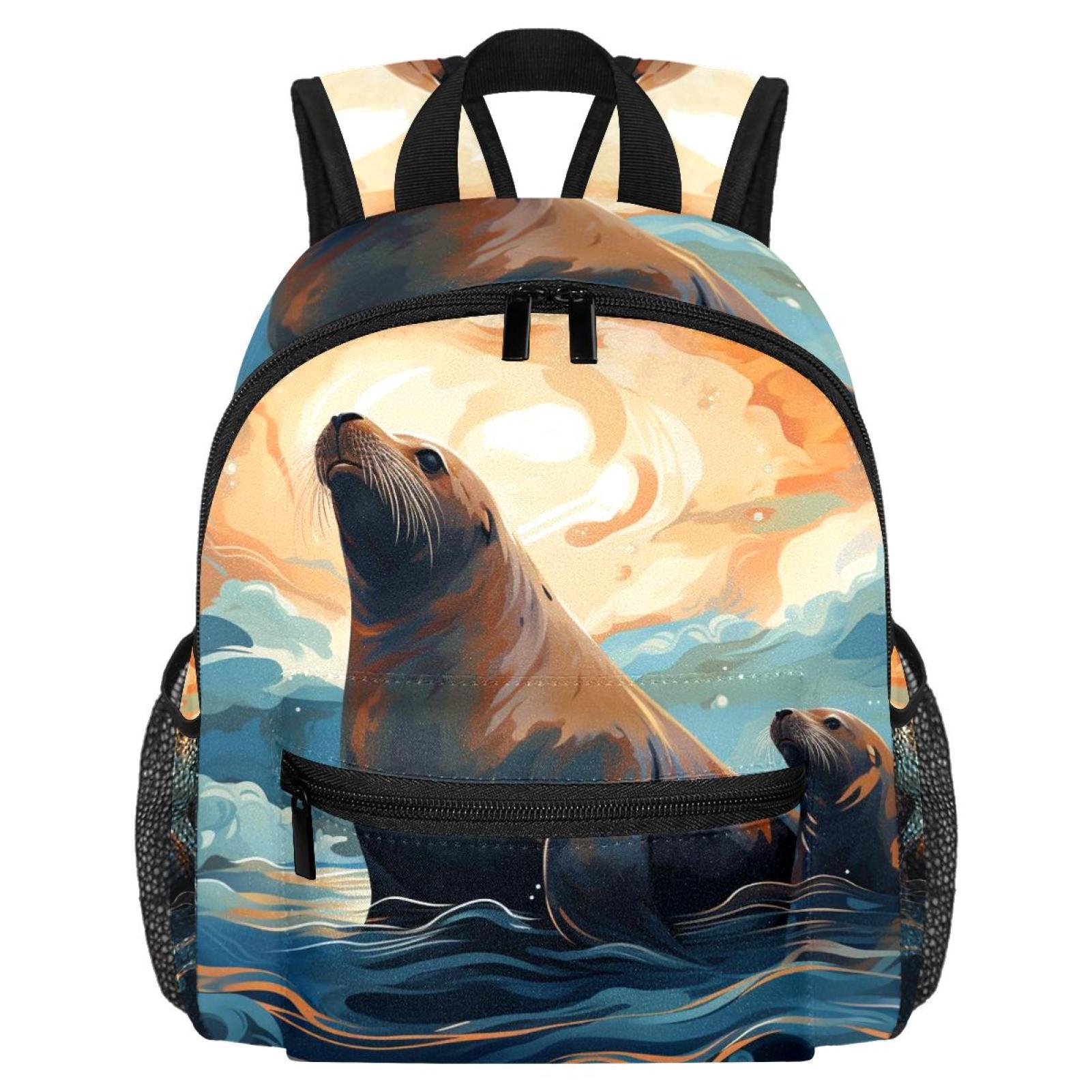 Sea Lion Cute Book Bag with Adjustable Shoulder Strap, Large Capacity ...