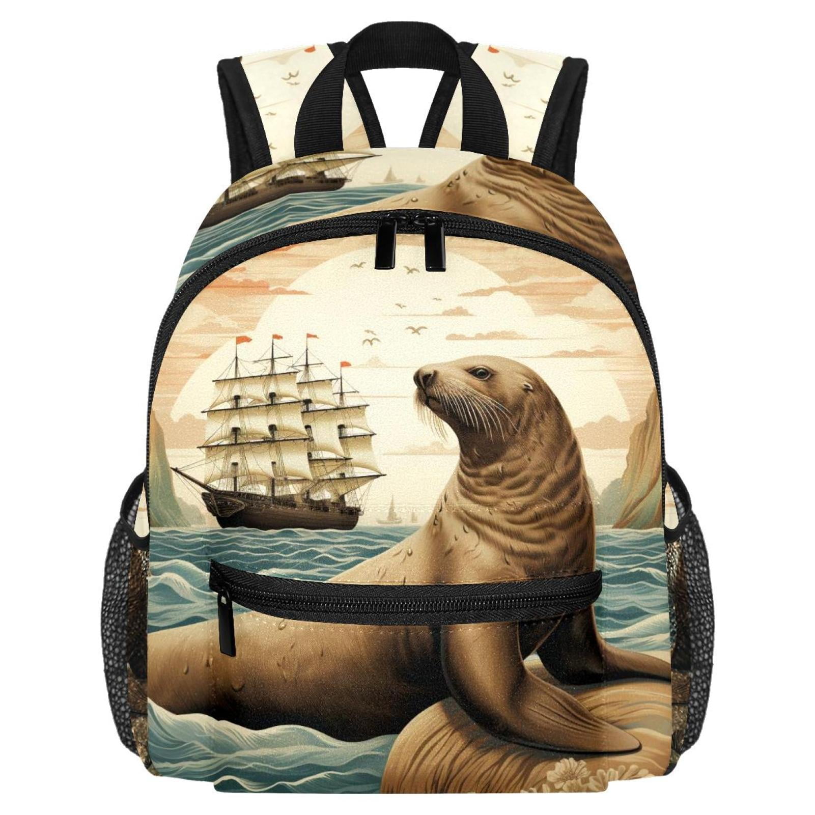 Sea Lion Cute Book Bag with Adjustable Shoulder Strap, Large Capacity ...