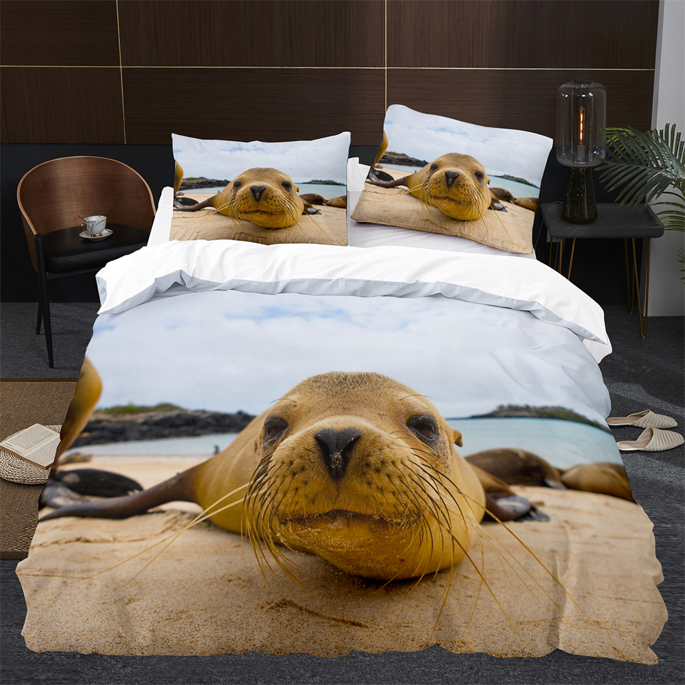 Sea Lion Duvet Cover King Size Lovely Ocean Animals Bedding Set for ...