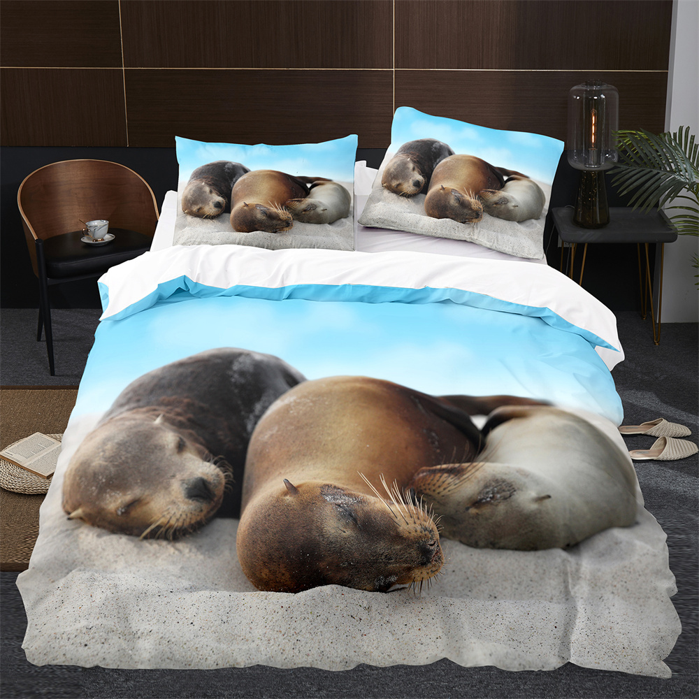 Sea Lion Duvet Cover King Size Lovely Ocean Animals Bedding Set for ...