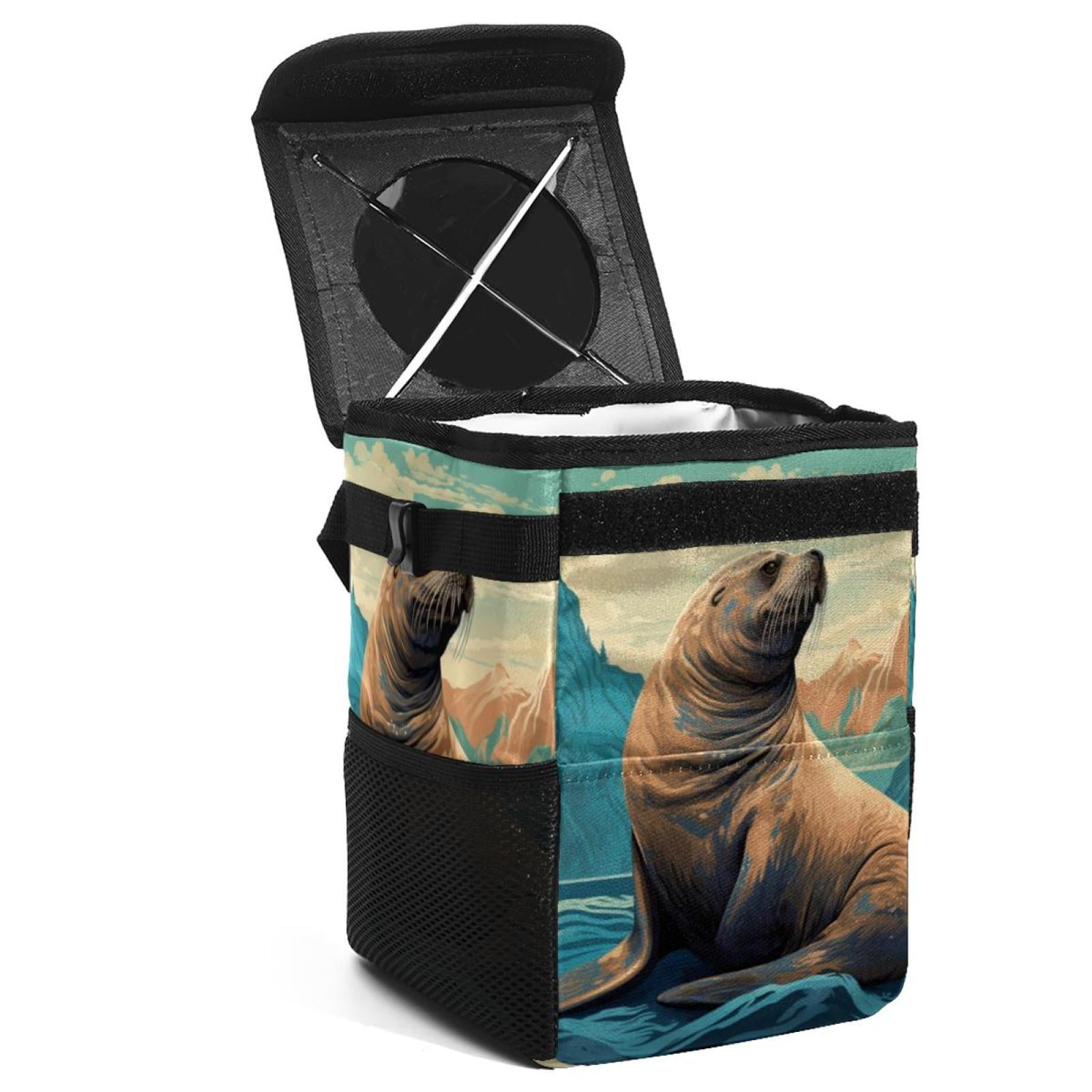 Sea Lion Foldable Car Trash Bin with Lid, Leak-Proof, Hanging Storage ...