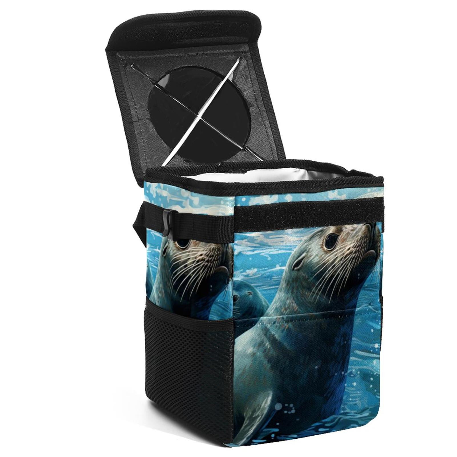 Sea Lion Foldable Car Trash Bin with Lid and Leak-proof Hanging Storage ...