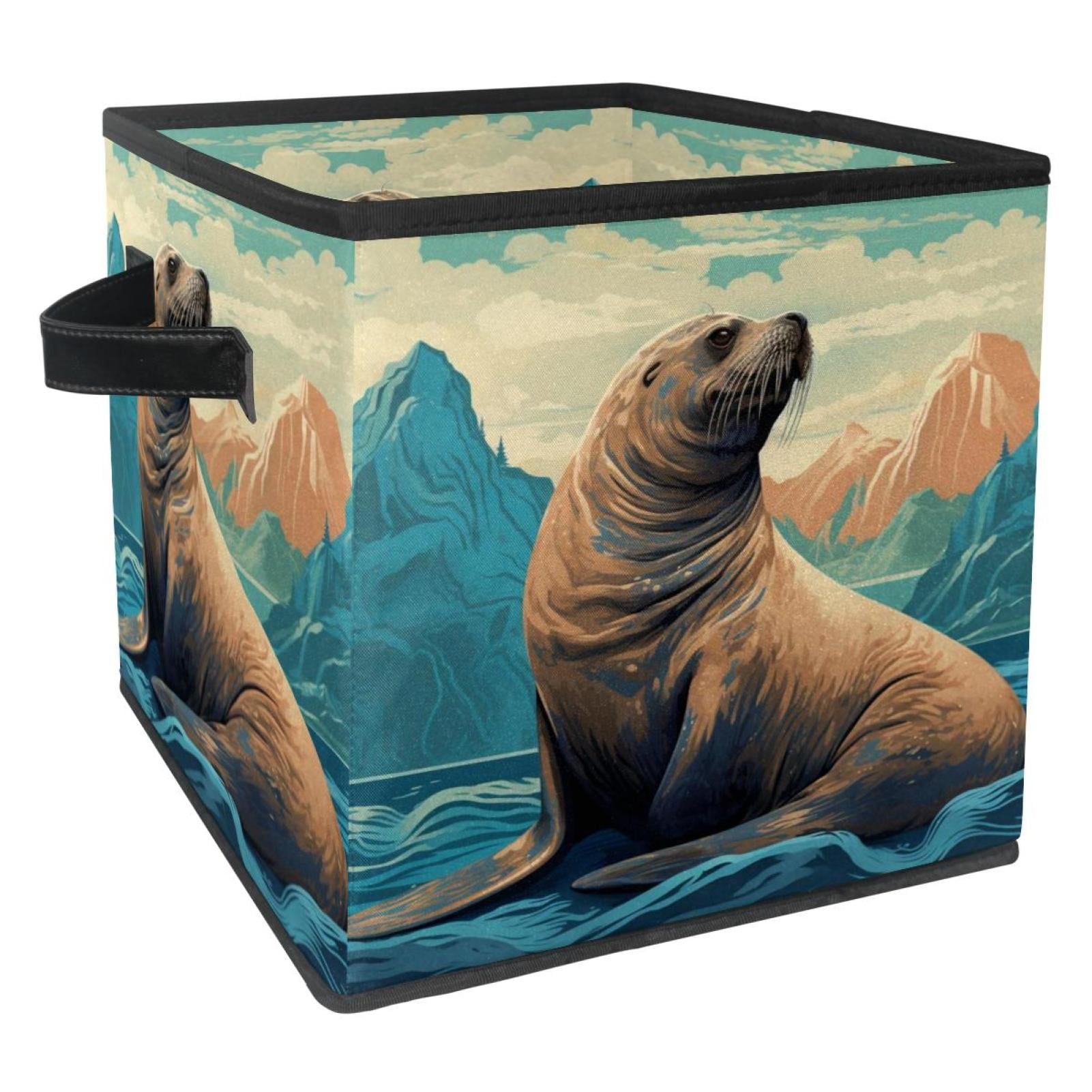 Sea Lion Foldable Storage Basket Toy Box Storage Cubes Organizer with ...