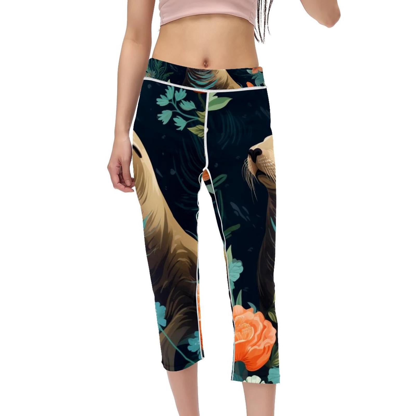 Sea Lion High Waist Capris Women Leggings Yoga Pants Running Fitness ...