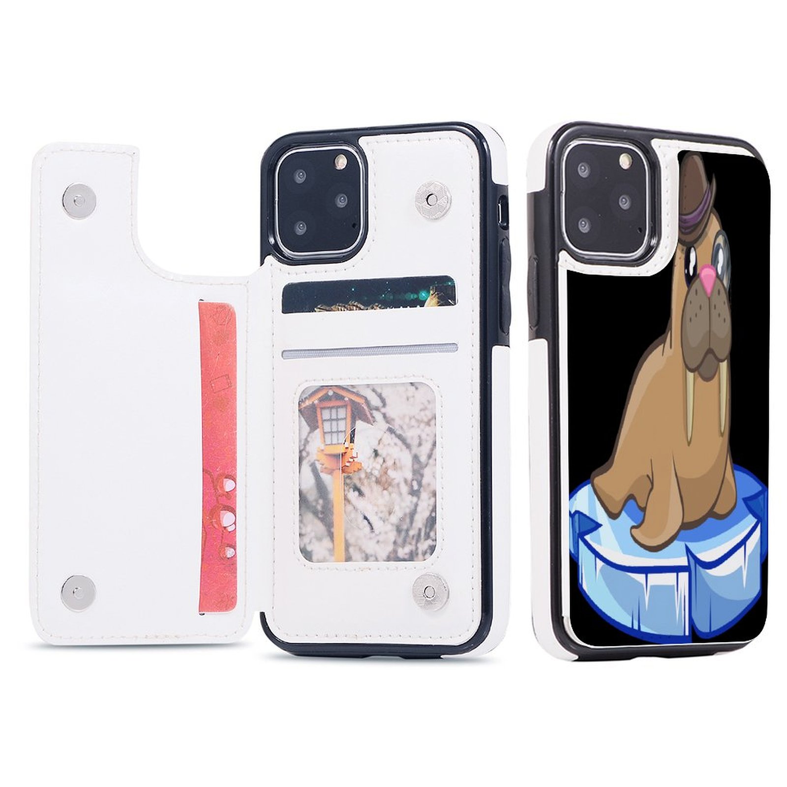 Sea Lion, Ice And Snow World Leather Wallet Case for iPhone 16 15 14 13 ...
