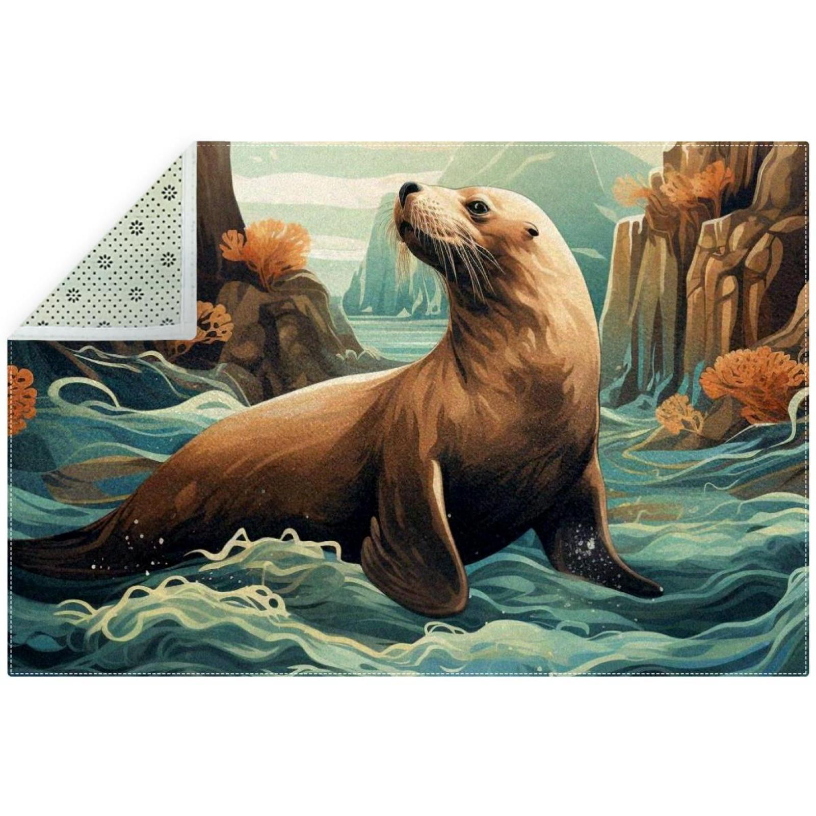 Sea Lion Kitchen Mat - Ergonomic Comfort Standing Mat with Right-Angle ...