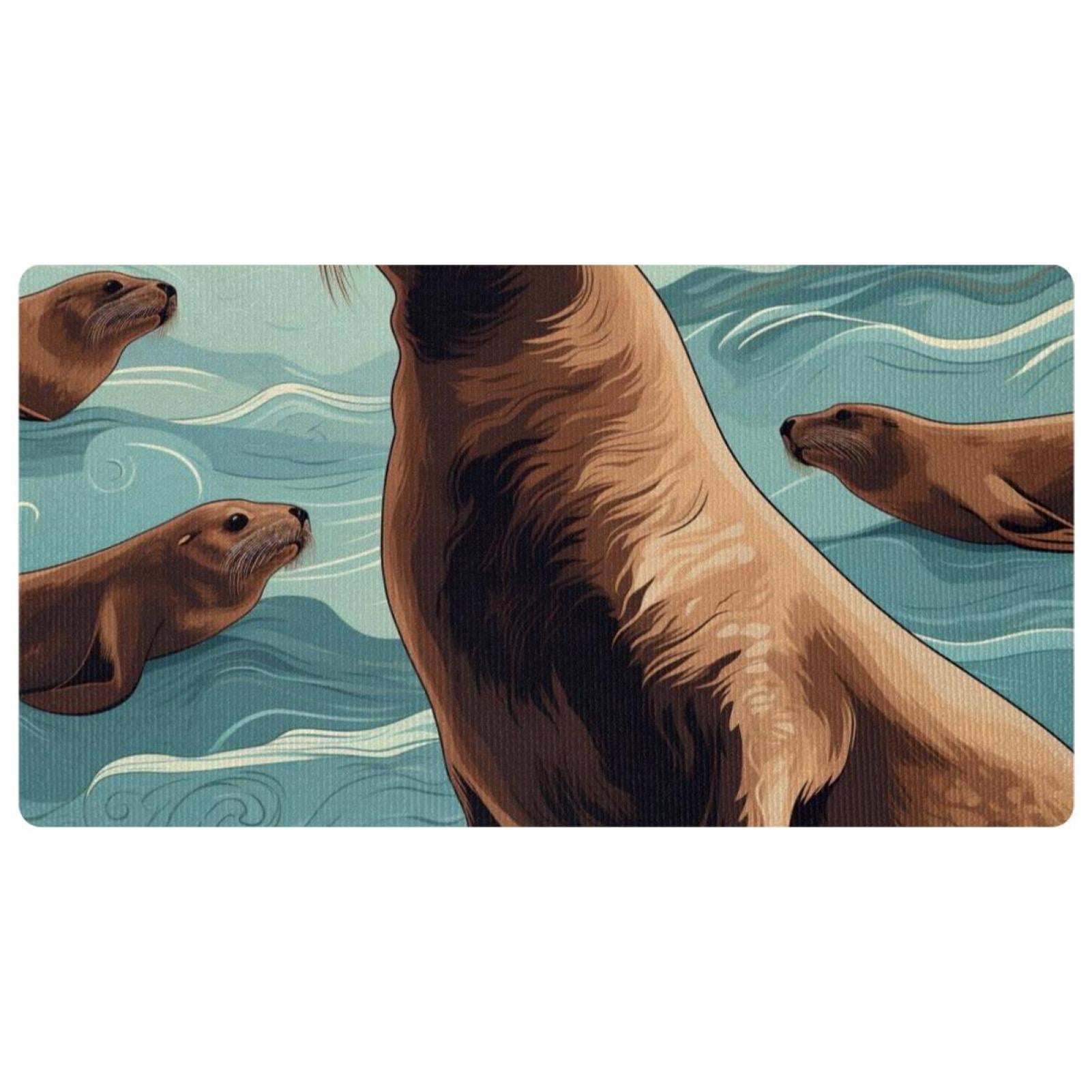 Sea Lion Kitchen Rug, Washable Kitchen Rugs , Runner Mat for Floor ...