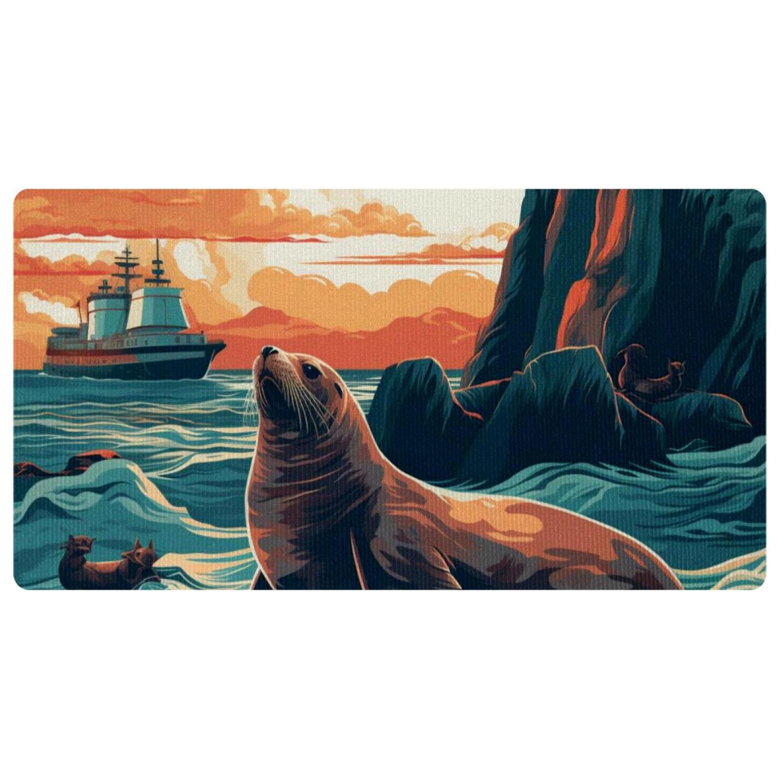 Sea Lion Kitchen Rug, Washable Kitchen Rugs , Runner Mat for Floor ...