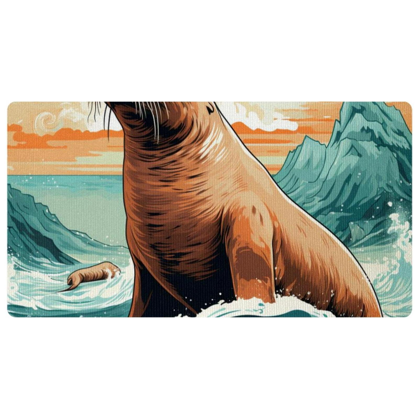 Sea Lion Kitchen Rug, Washable Kitchen Rugs , Runner Mat for Floor ...