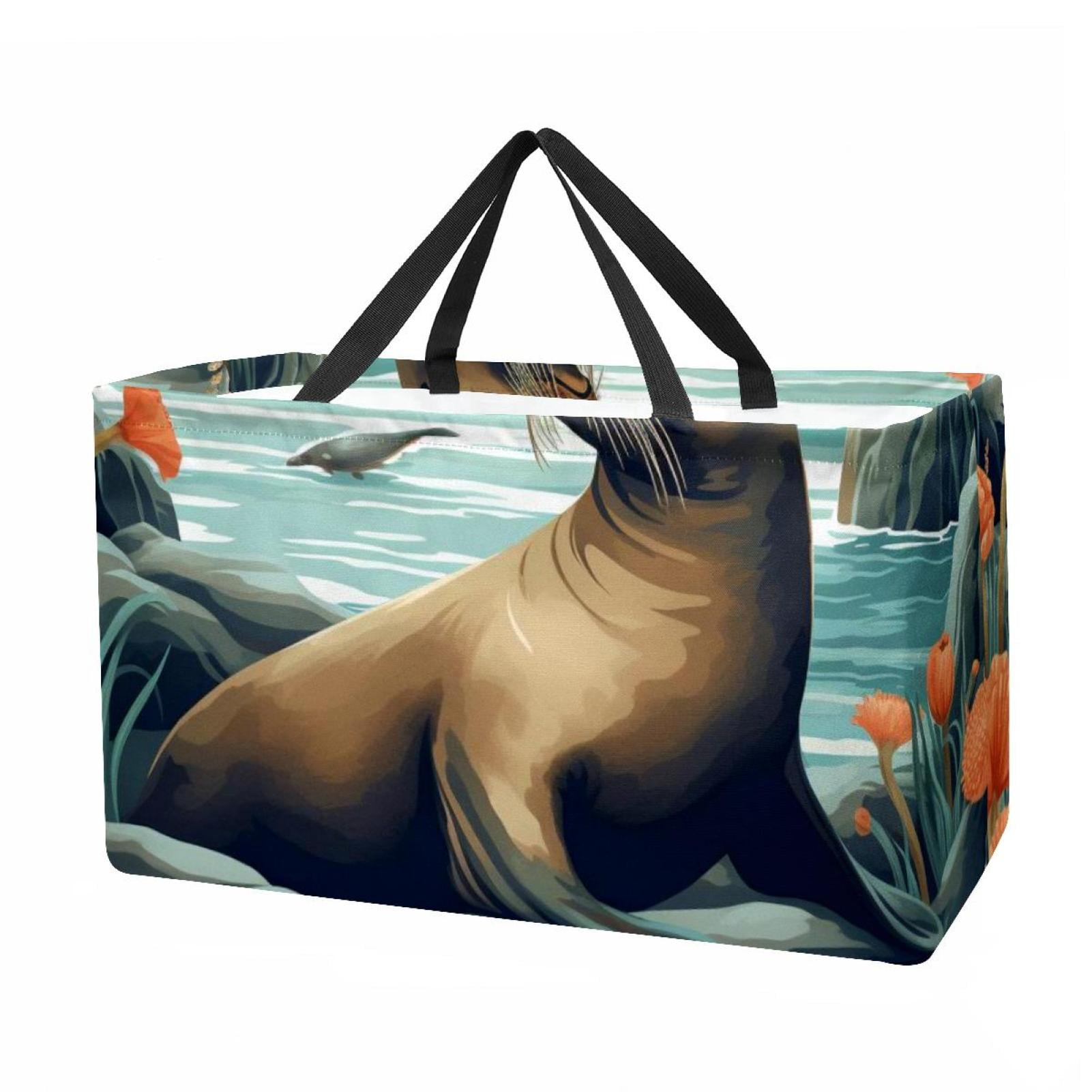 Sea Lion Large Capacity Foldable Oxford Cloth Toy Basket with Reusable ...