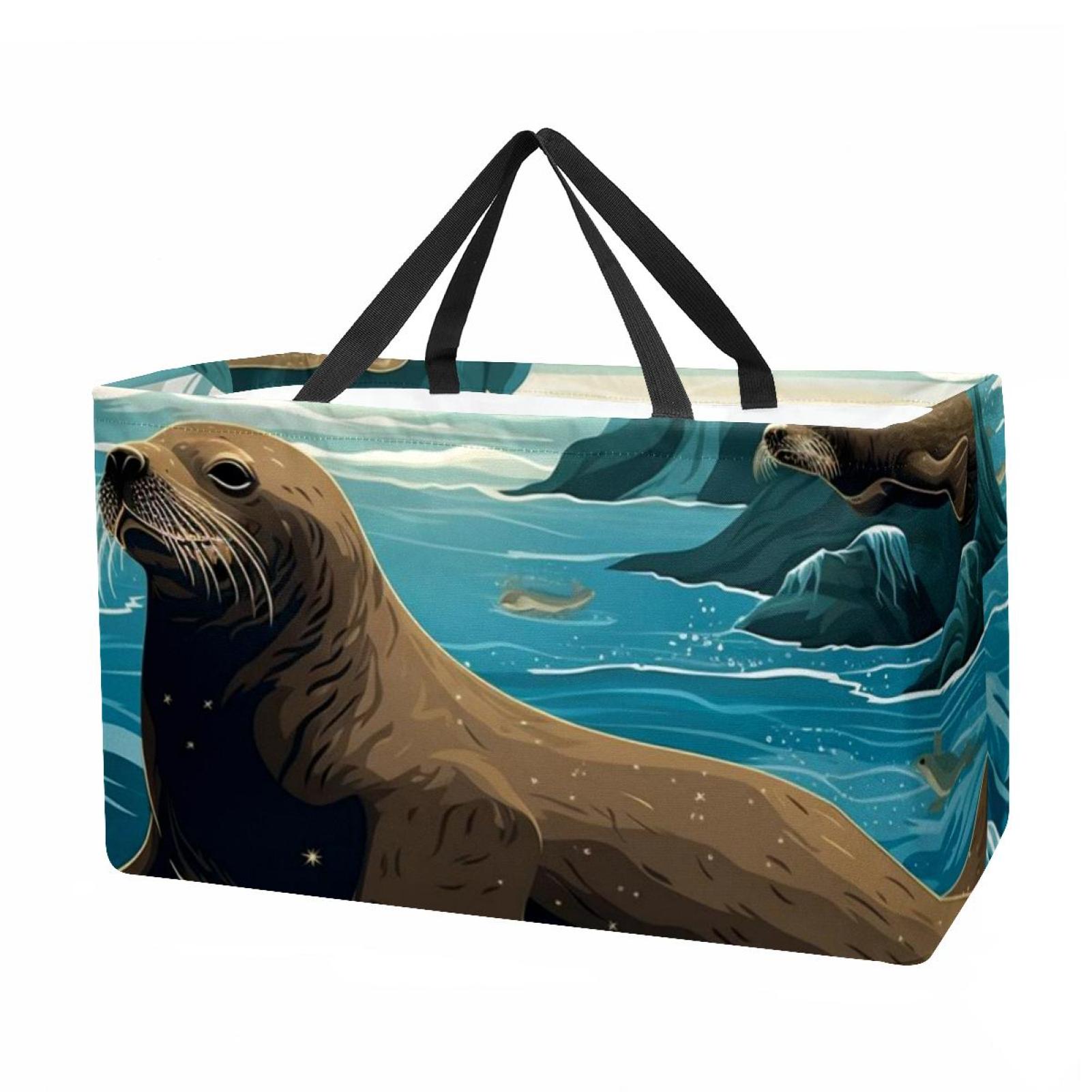 Sea Lion Large Capacity Reusable Foldable Oxford Cloth Toy Basket ...