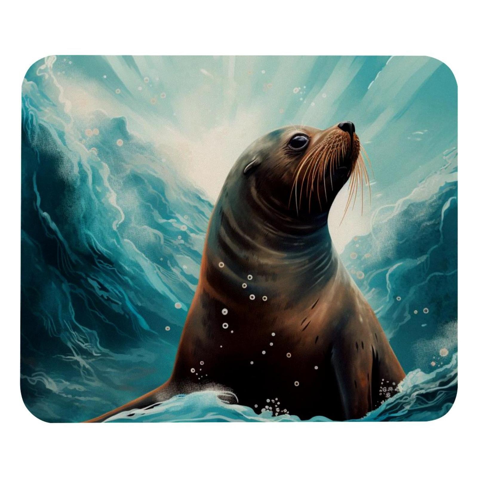 Sea Lion Pattern Mousepad Square Thickness 2mm Desk Mat Office Home Use ...