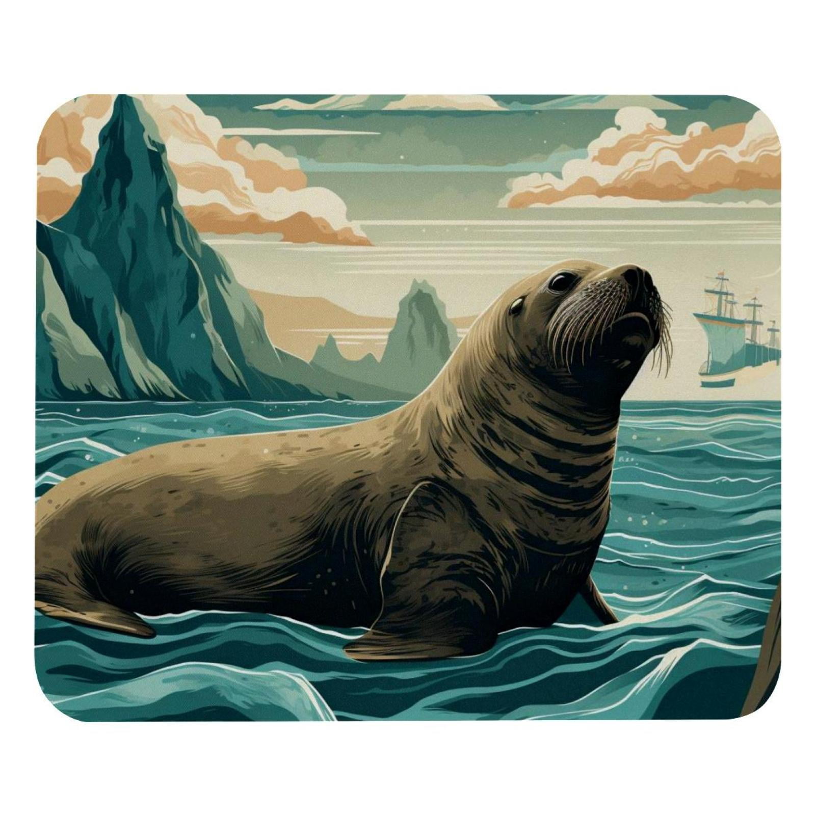 Sea Lion Pattern Mousepad Square Thickness 2mm Desk Mat Office Home Use ...