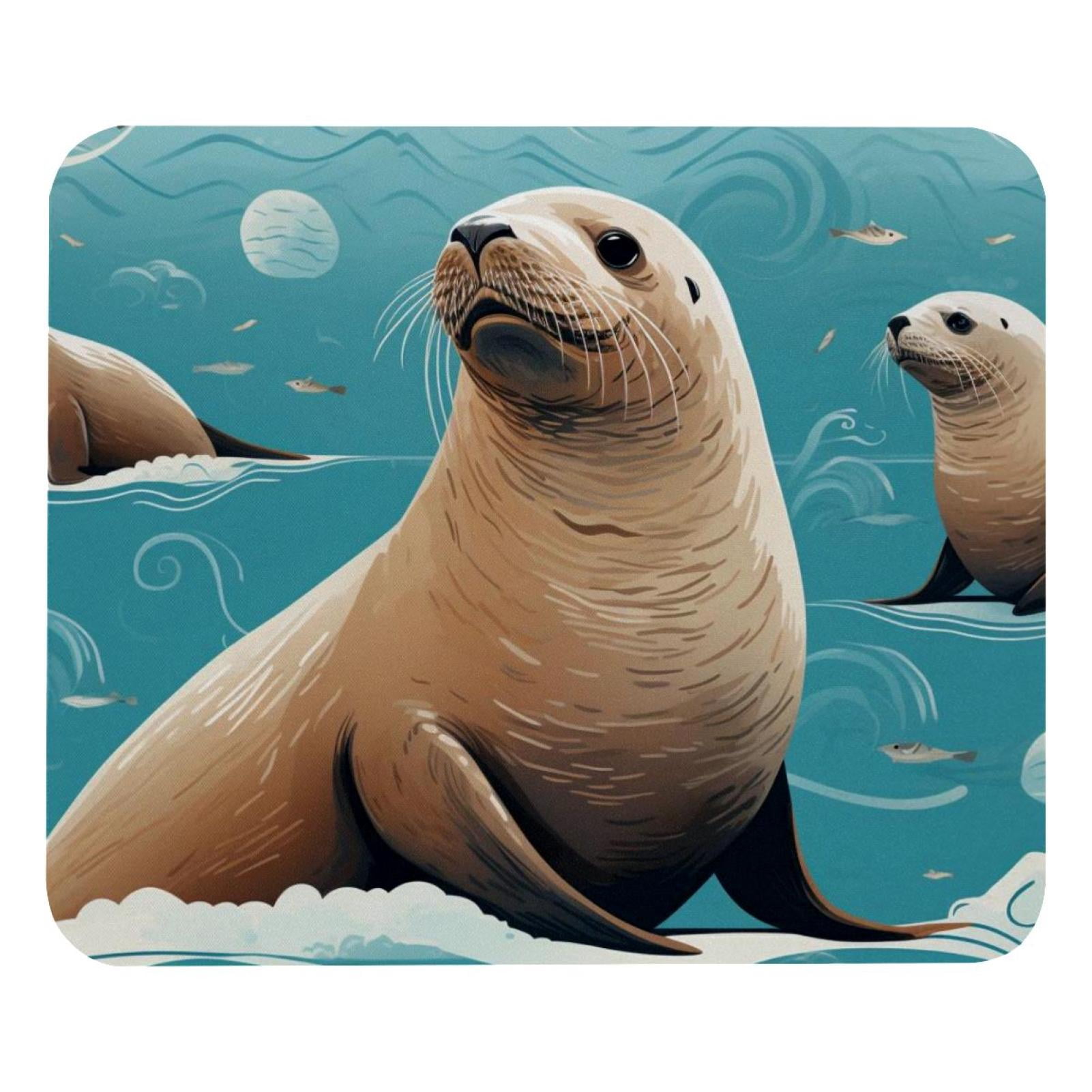 Sea Lion Pattern Mousepad Square Thickness 2mm Desk Mat Office Home Use ...