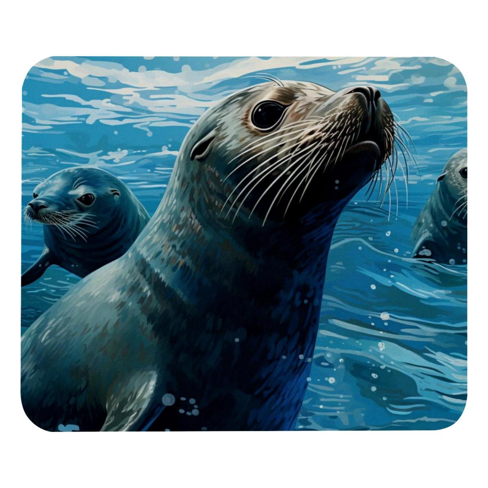 Sea Lion Pattern Mousepad Square Thickness 2mm Desk Mat Office Home Use ...