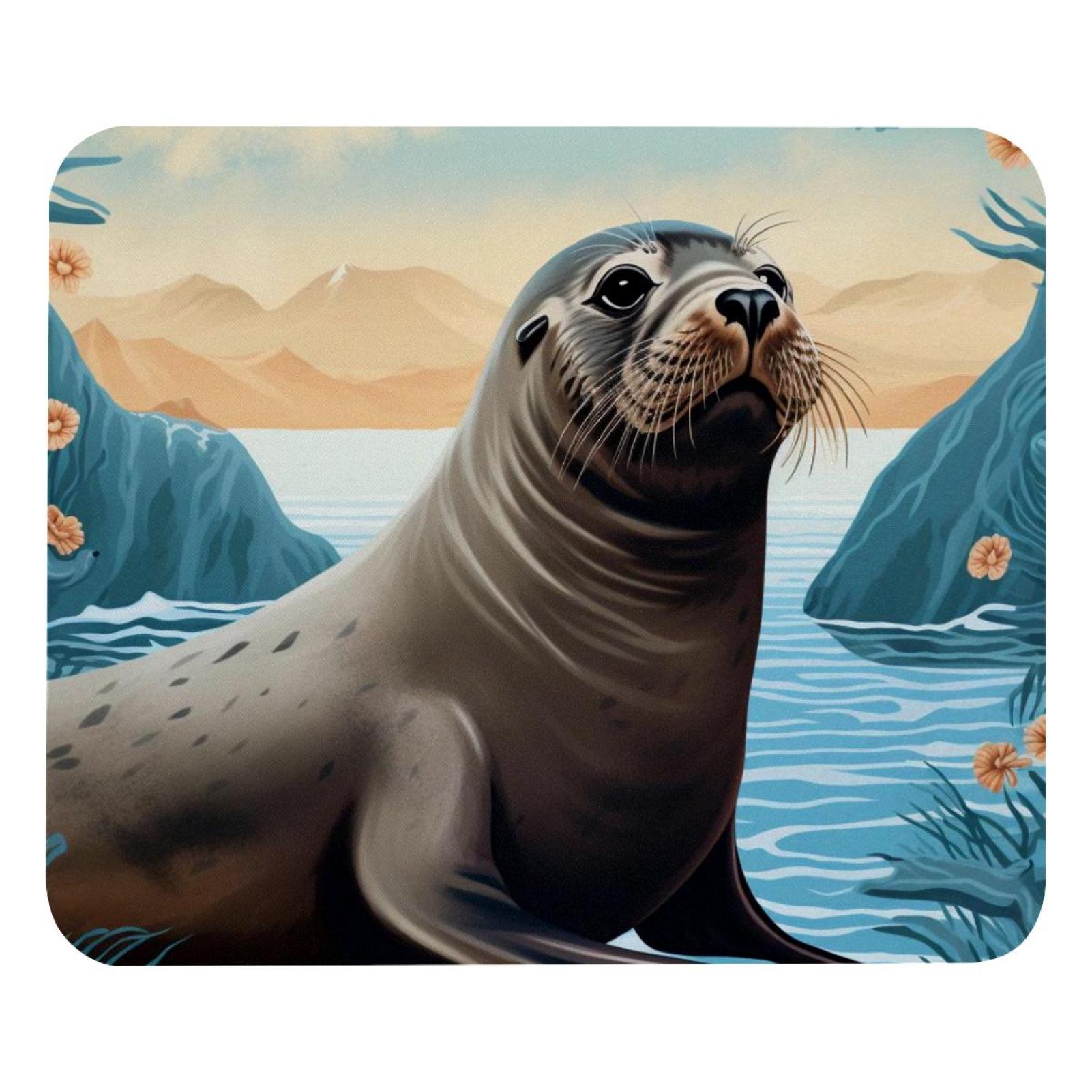 Sea Lion Pattern Mousepad Square Thickness 2mm Desk Mat Office Home Use ...