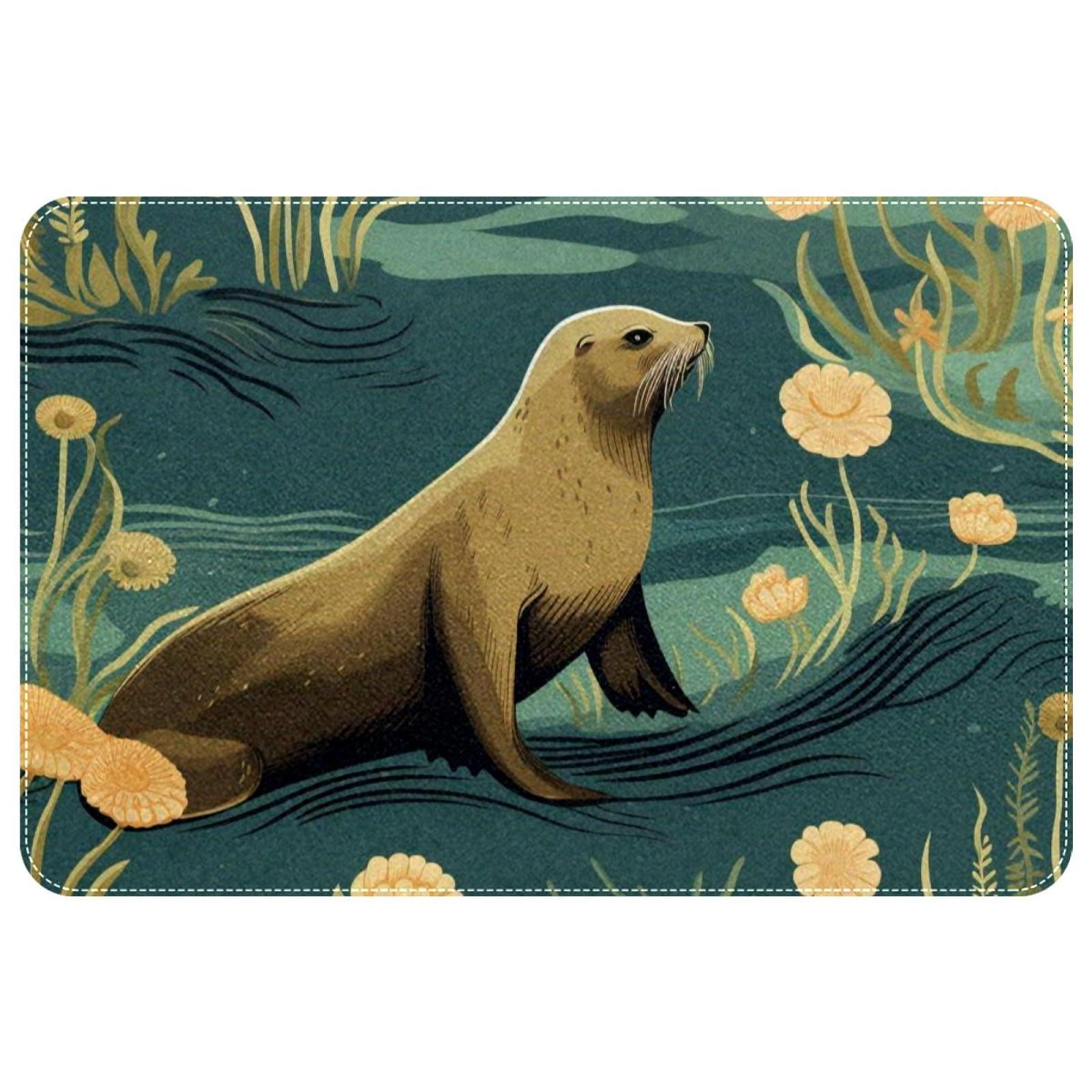 Sea Lion Polyester Non-Slip Machine Washable Door Mat - Ideal for Floor ...