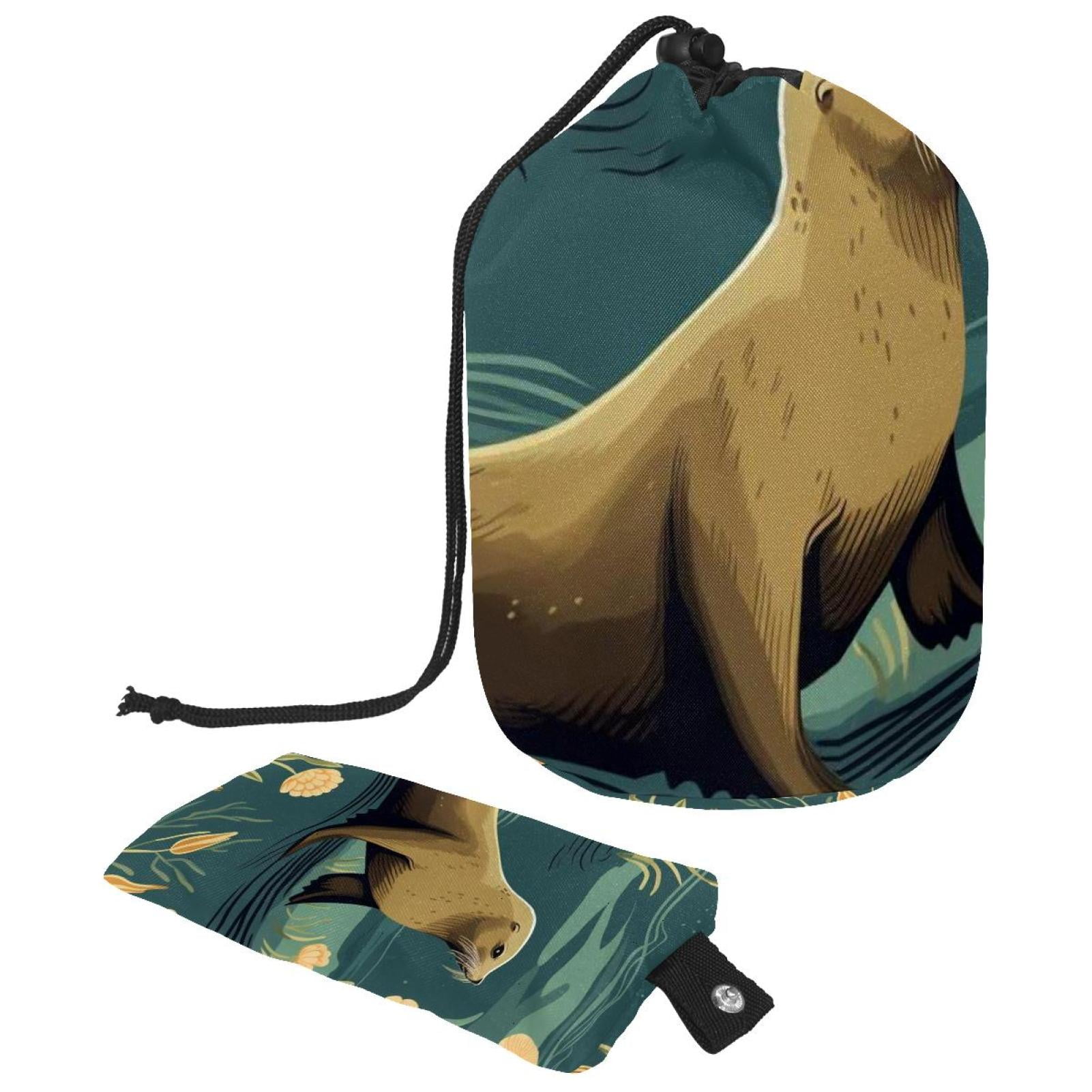 Sea Lion Portable Drawstring Foldable Travel Laundry Bag Shower Bags ...