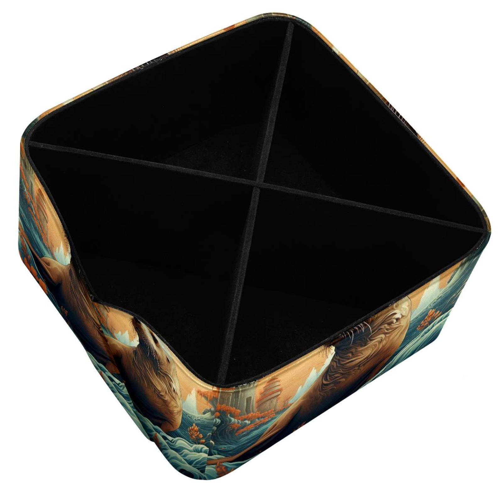 Sea Lion Square Pencil Case Pen Holder with 4 Compartments, Removable ...