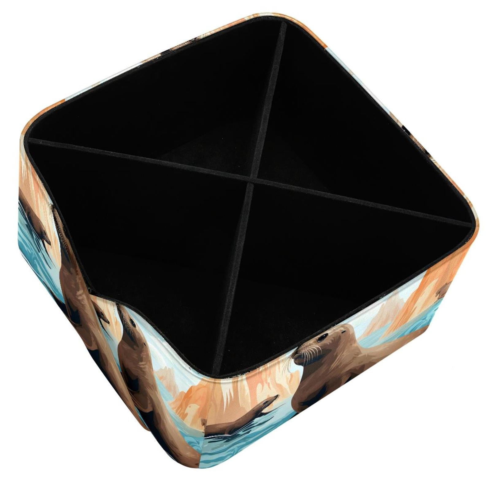 Sea Lion Square Pencil Case with 4 Compartments, Removable Dividers ...