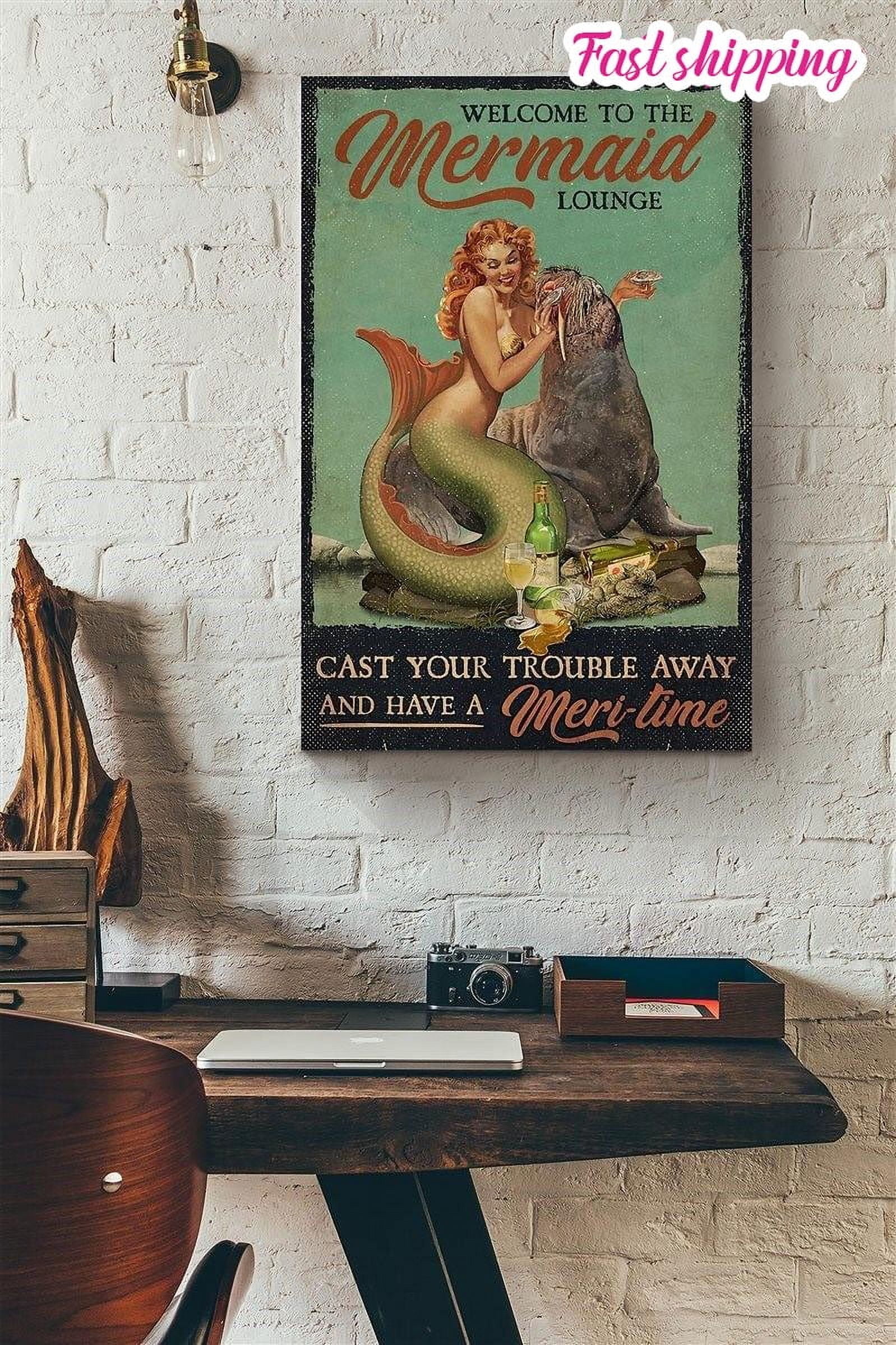 Sea Lion To The Mermaid Lounge Wine Lover poster Wall Art Vertical 24 x ...
