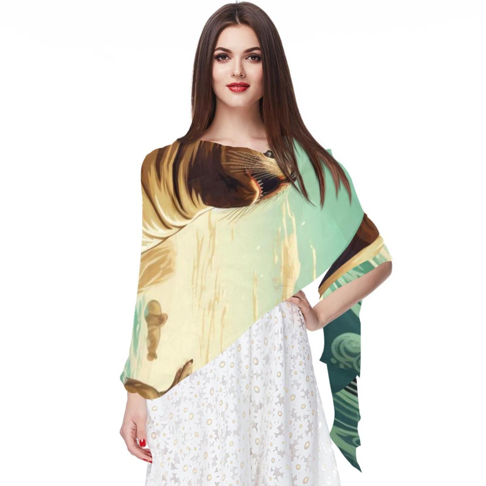 Sea Lion Translucent Light and Breathable Chiffon Silk Scarf 70.86x28 ...