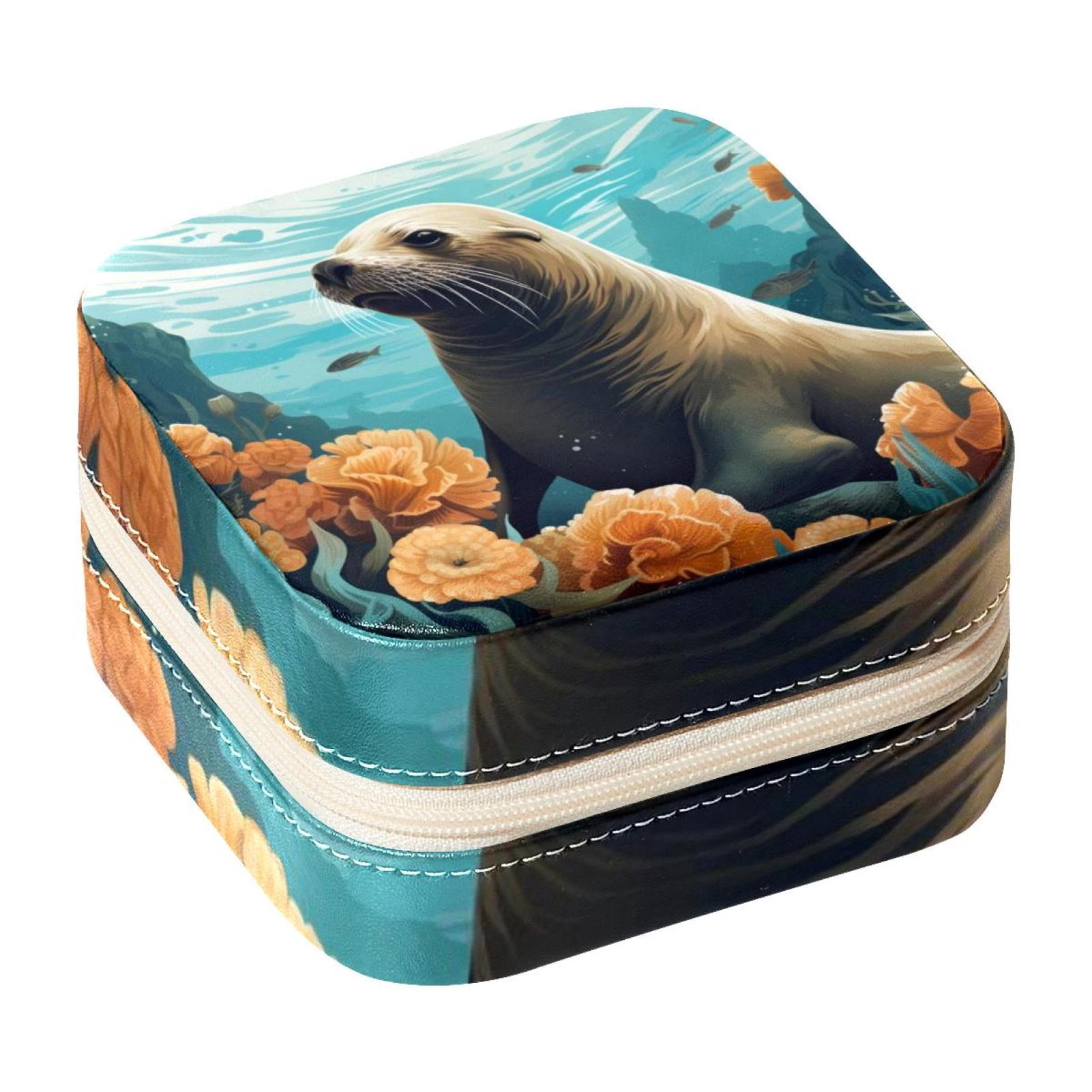 Sea Lion Travel Portable Square Jewelry Box - Bracelet Holder and ...