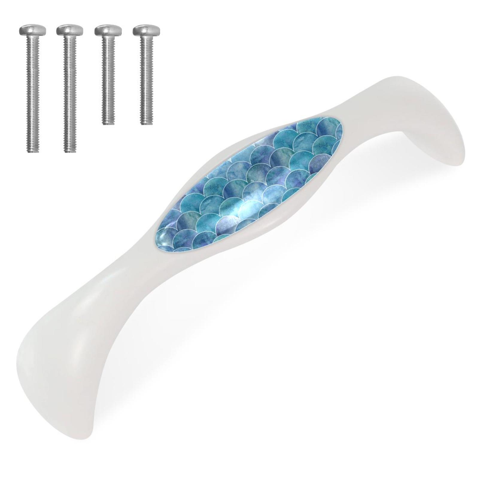 Sea-Maid Mermaid Scale Knob 4 Pack Arched Drawer Pulls Crystal Glass ...