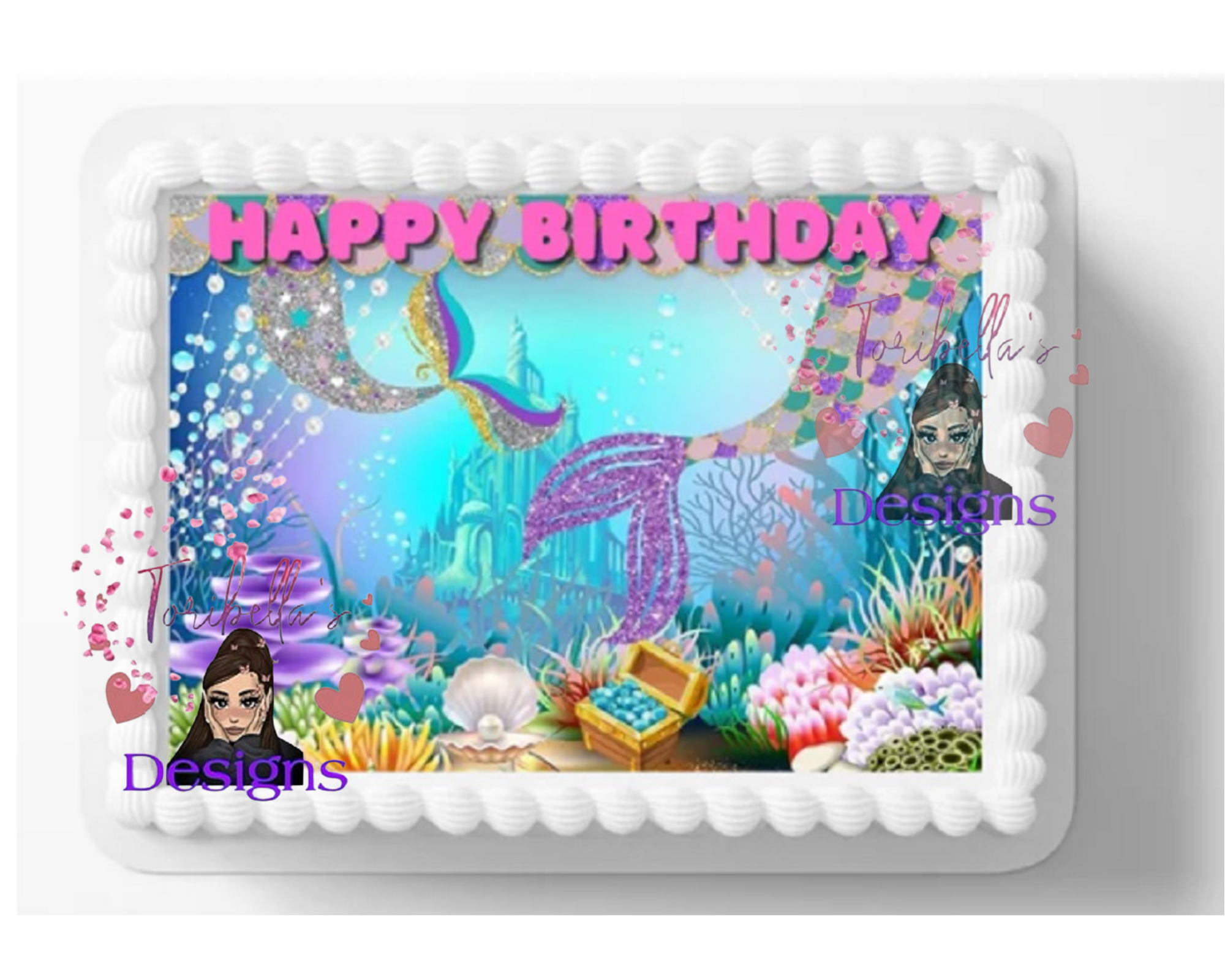 Under the Sea Mermaid Tails Edible Image Birthday Cake Topper Edible ...