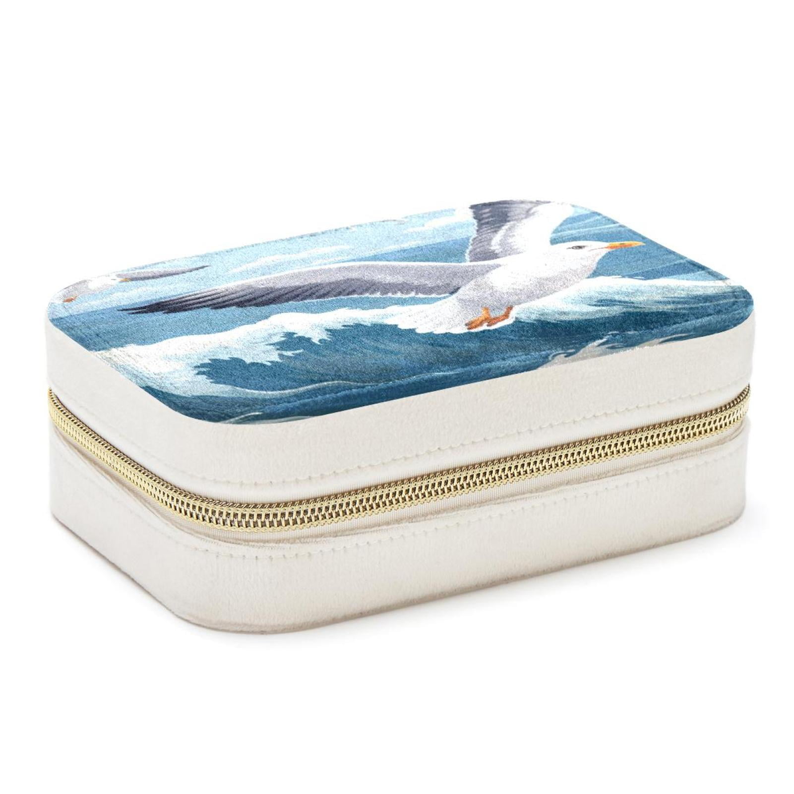 Sea Mew Velvet Portable Jewelry Box with Removable Compartment ...