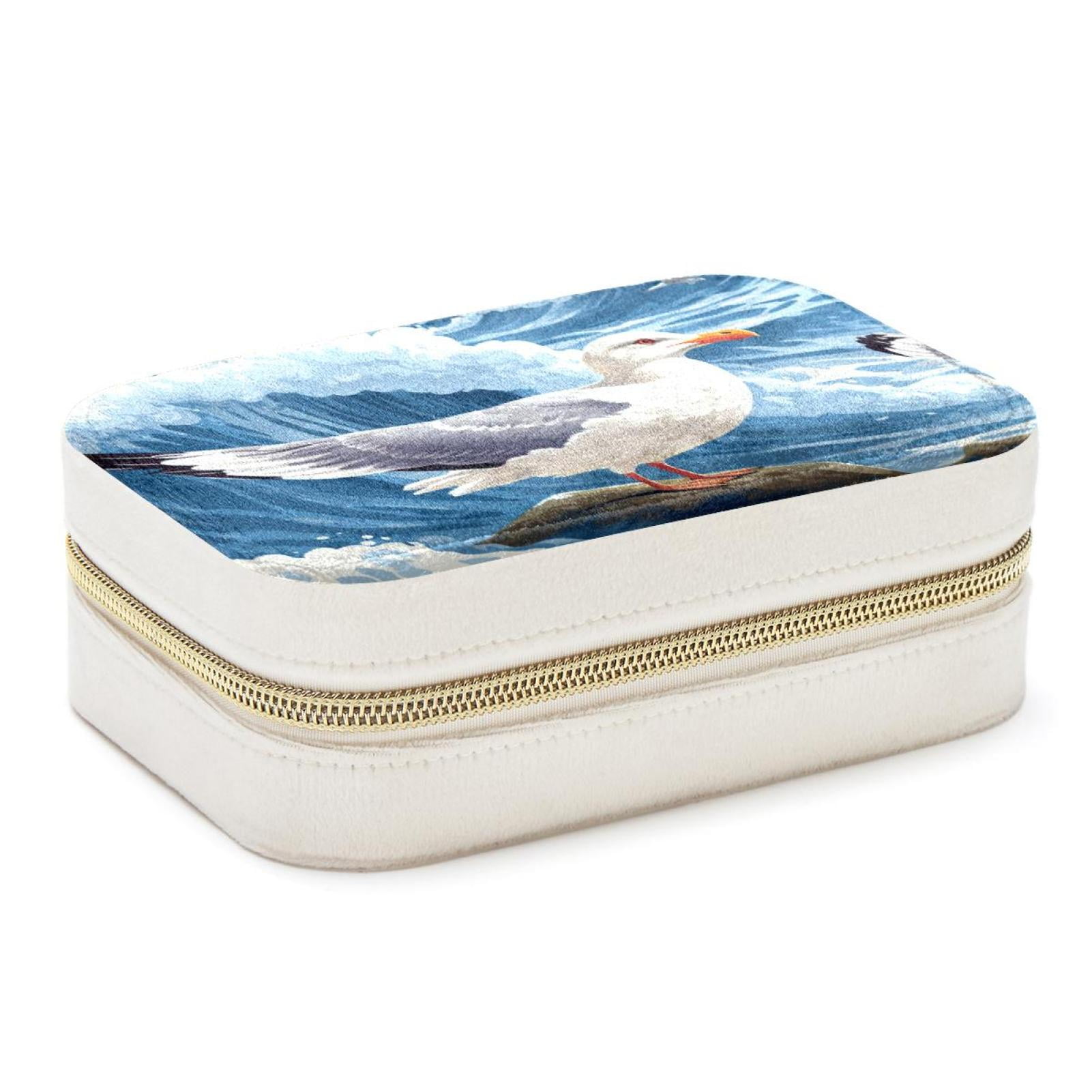 Sea Mew Velvet Portable Jewelry Box with Removable Compartment ...