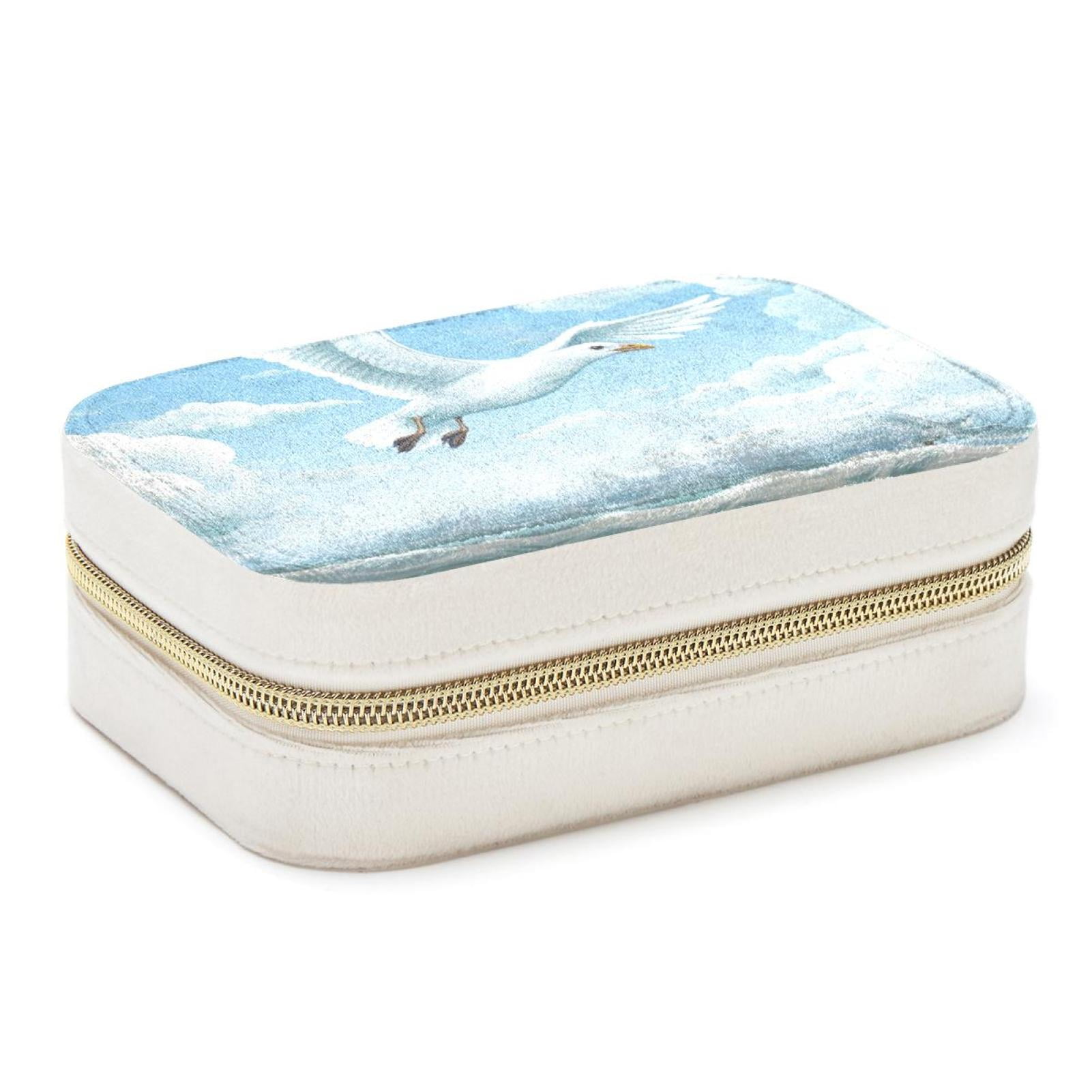 Sea Mew Velvet Portable Jewelry Box with Removable Compartment ...