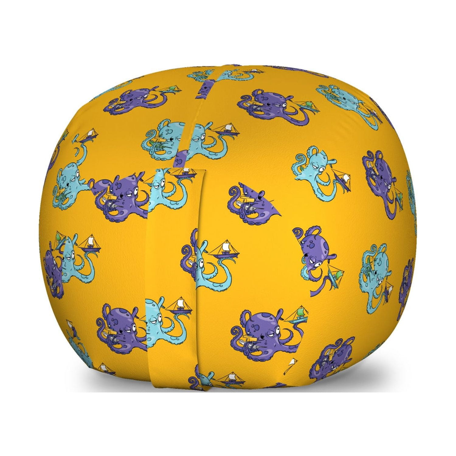 Sea Monster Storage Toy Bag Chair, Cartoon Style of Octopus Looking at ...