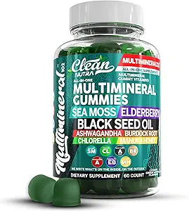 Sea Moss Black Seed Oil Gummies with Ashwagandha, Elderberry, Burdock ...