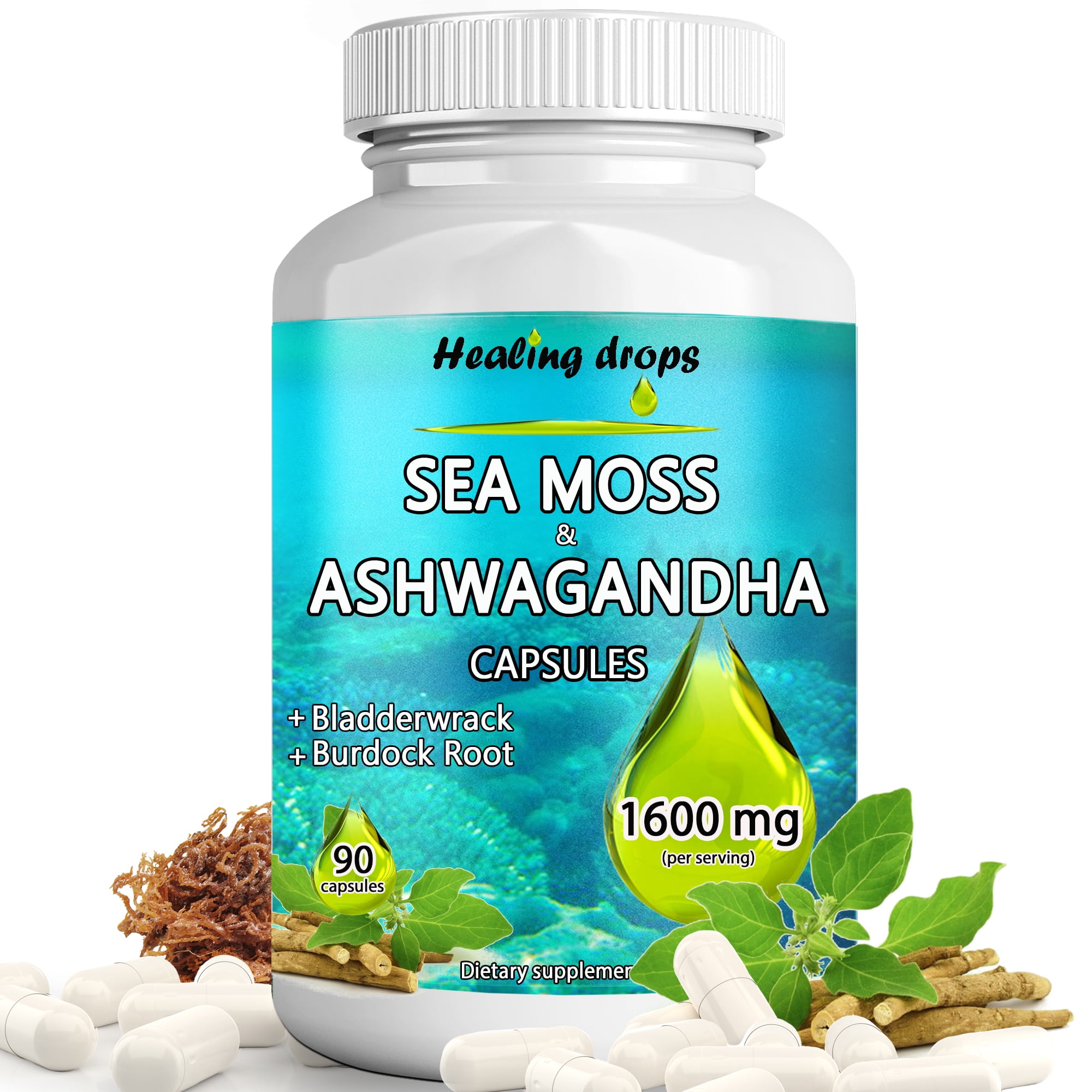 Sea Moss Capsules Ashwagandha capsules with Bladderwrack & Burdock Root ...
