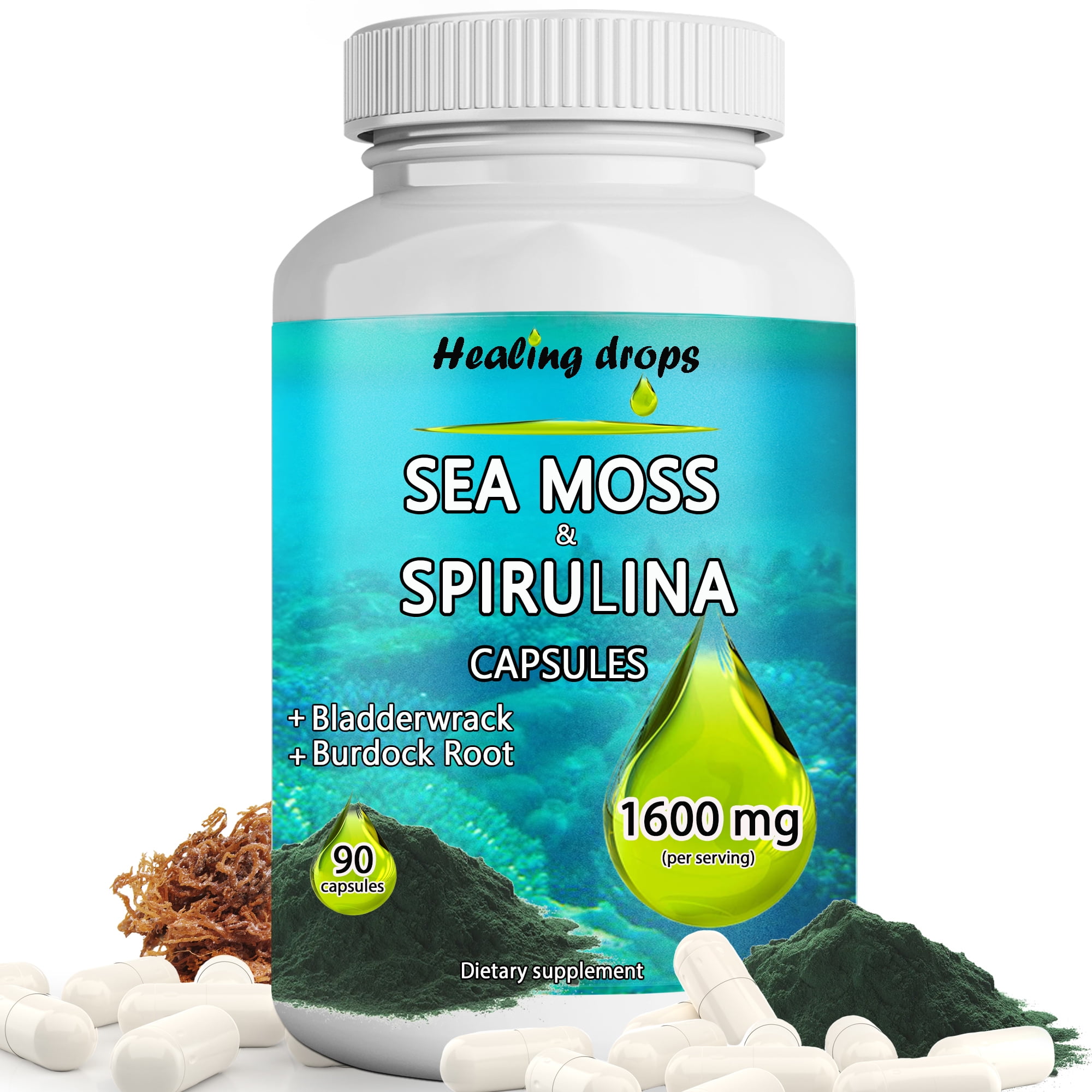 Sea Moss Capsules Spirulina Capsules / Bladderwrack / Burdock Root ...