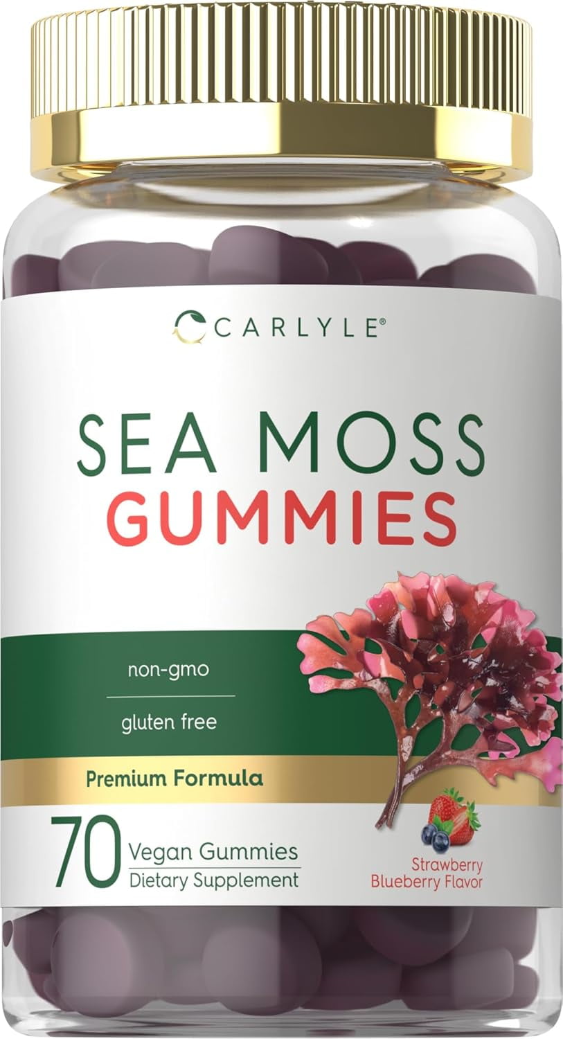 Carlyle Sea Moss Gummies, 70 Count, Strawberry Blueberry Flavor, Vegan ...