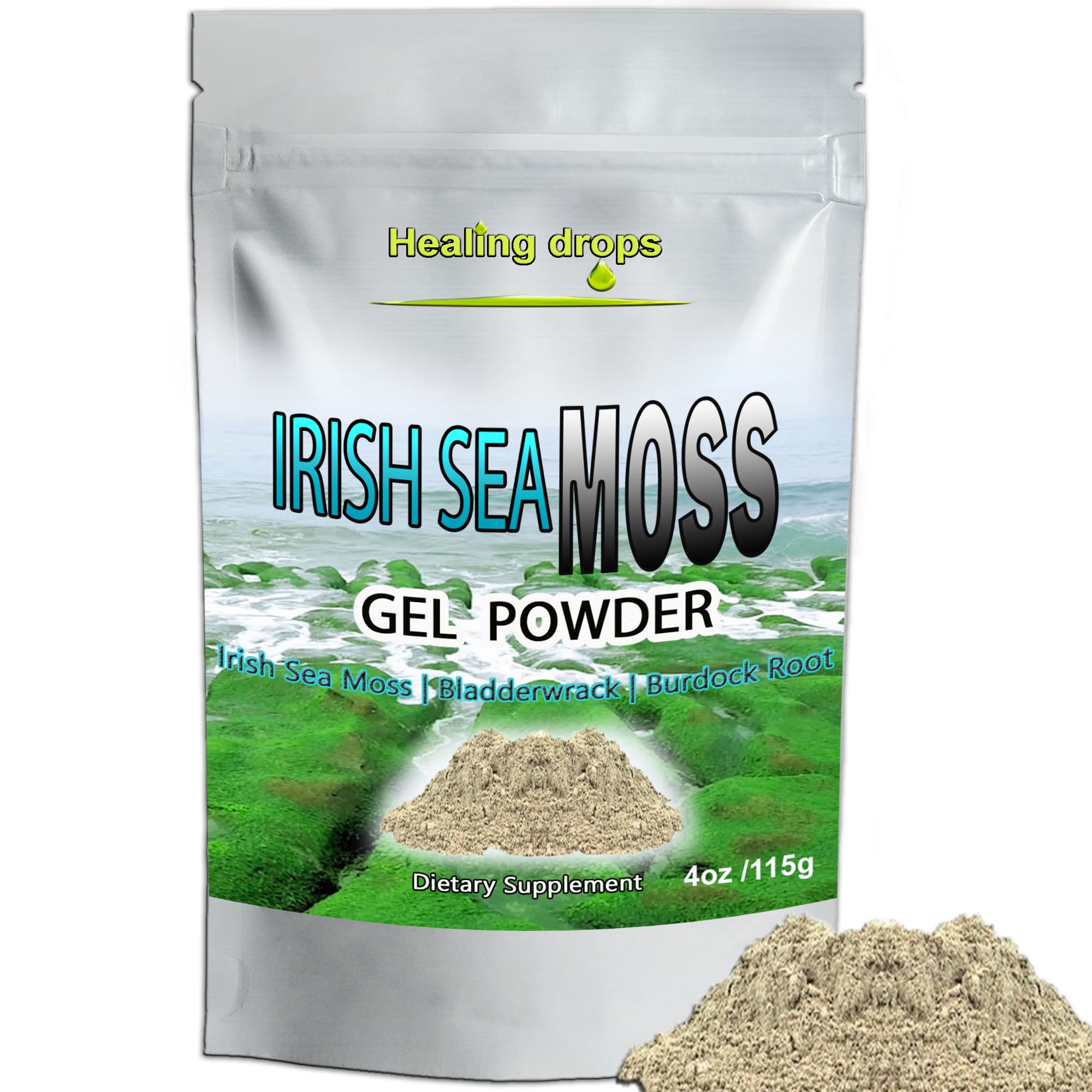 Healing Drops Sea Moss Powder, Irish Moss with Bladderwrack and Burdock ...