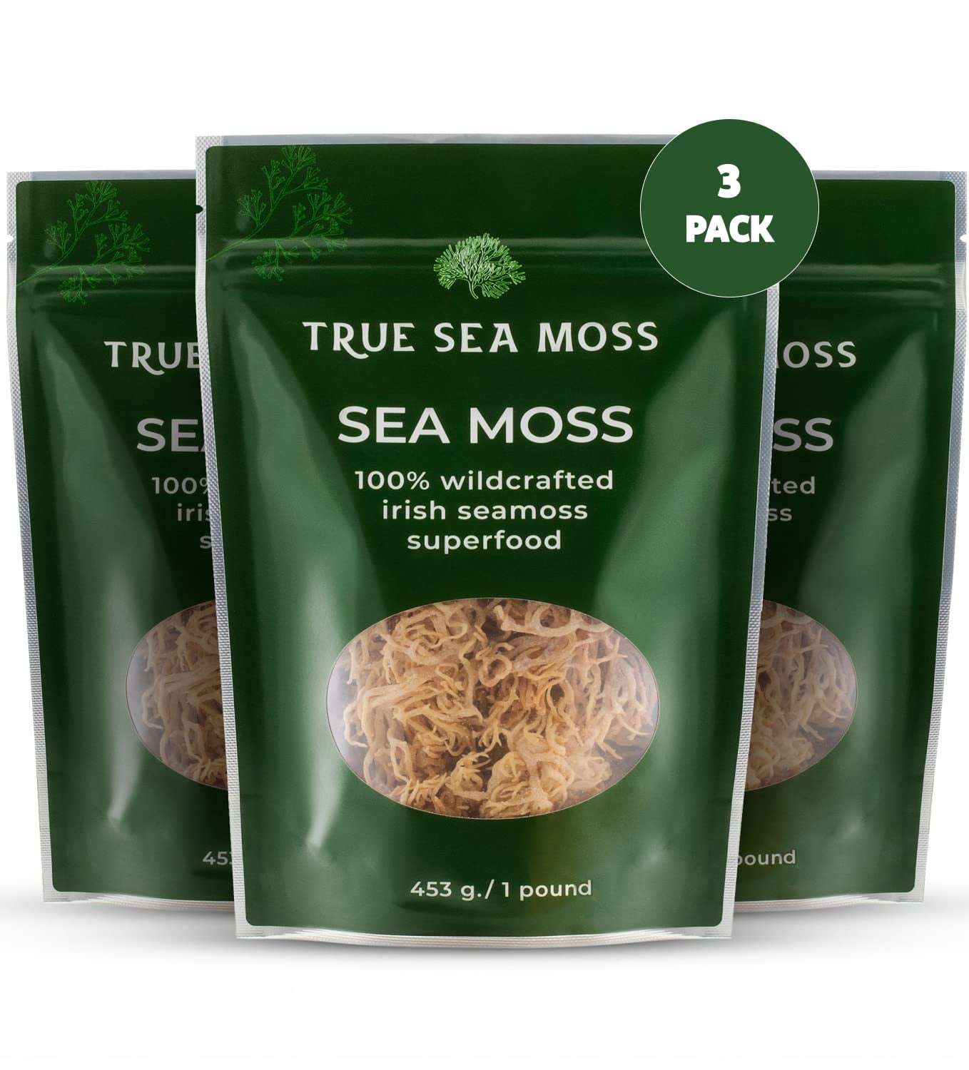 Sea Moss Raw by (3 Pounds) - Wild Crafted Seamoss Raw - 100% Irish Sea ...