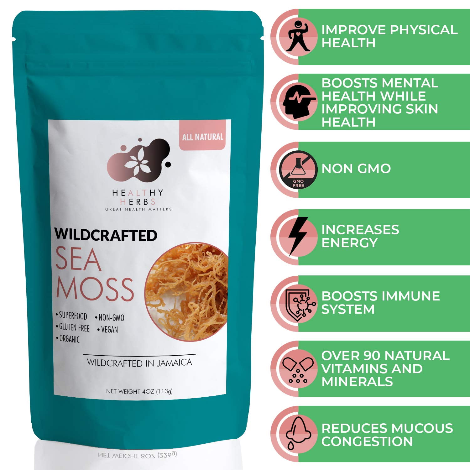 Sea Moss - SCH4 4 Oz Raw Superfood Dried Seamoss, Natural Wildcrafted ...