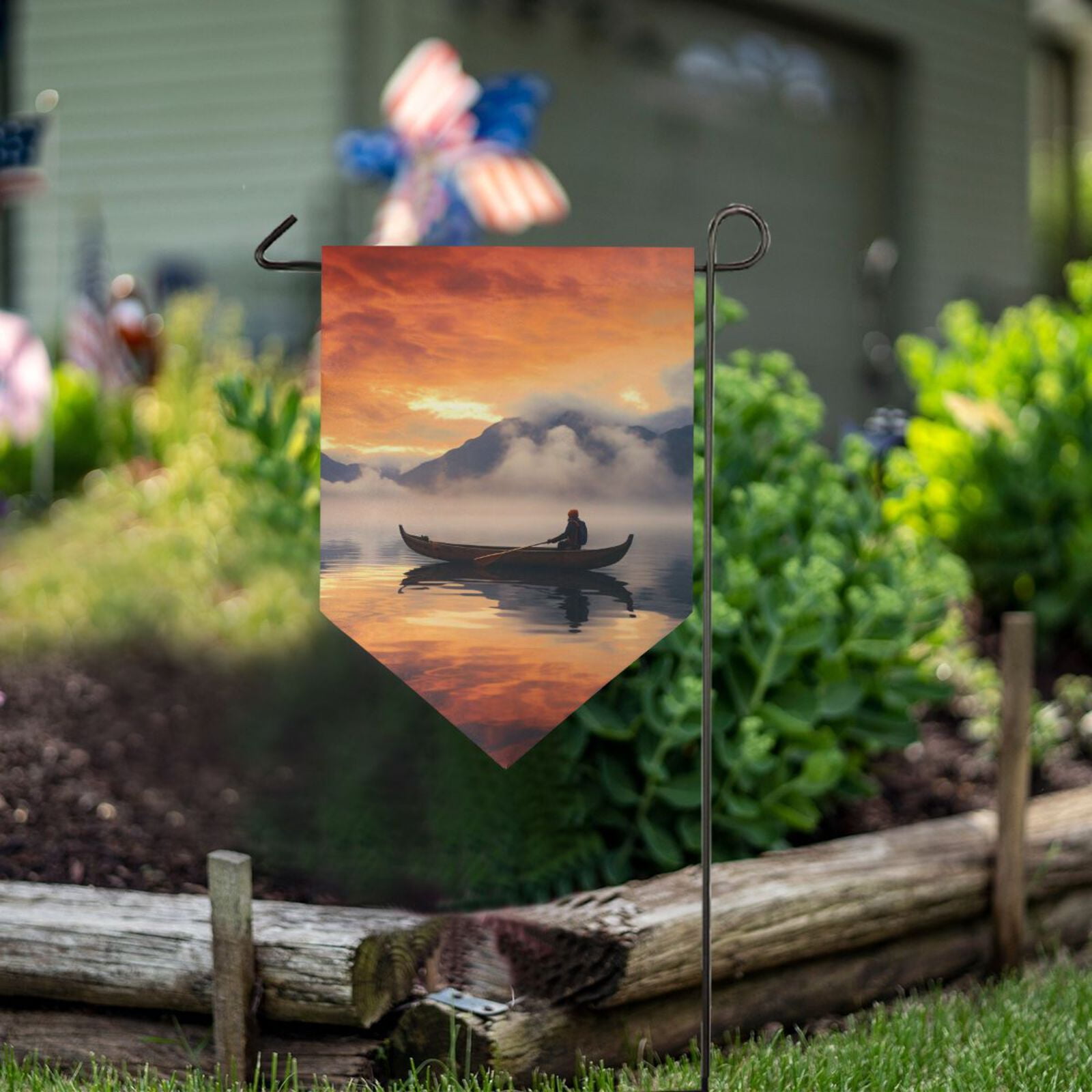 Sea Moutain Boat Ship Garden Flag 18" x 12.5" Double Sided Yard Lawn ...