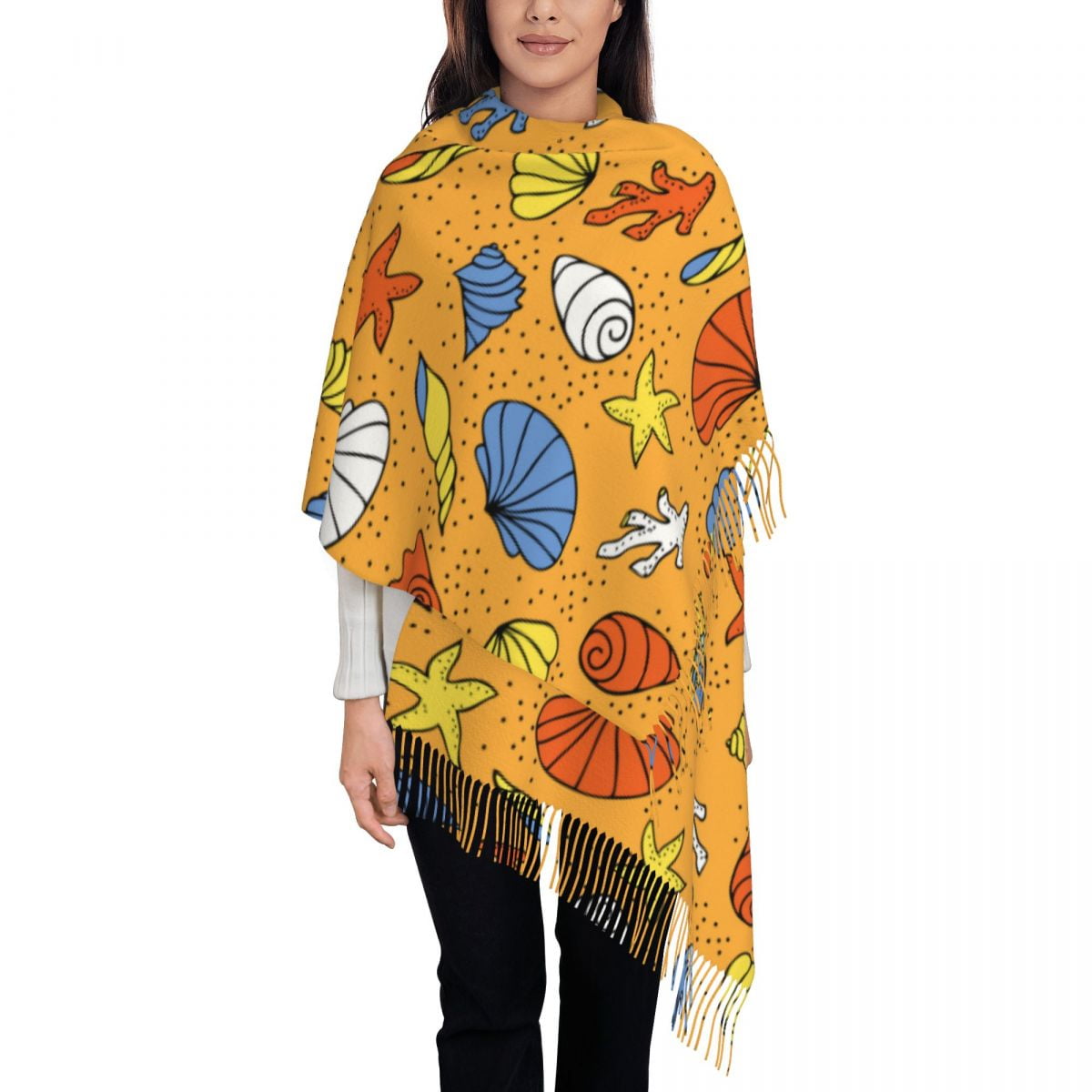 Sea Ocean And River Shells Star And Corals On The Sand Women's Tassel ...