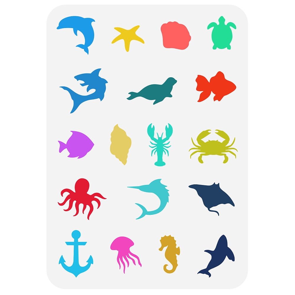 Sea Ocean Creatures Stencil 8.3x11.7 inch Turtle Starfish Shell Stencil ...