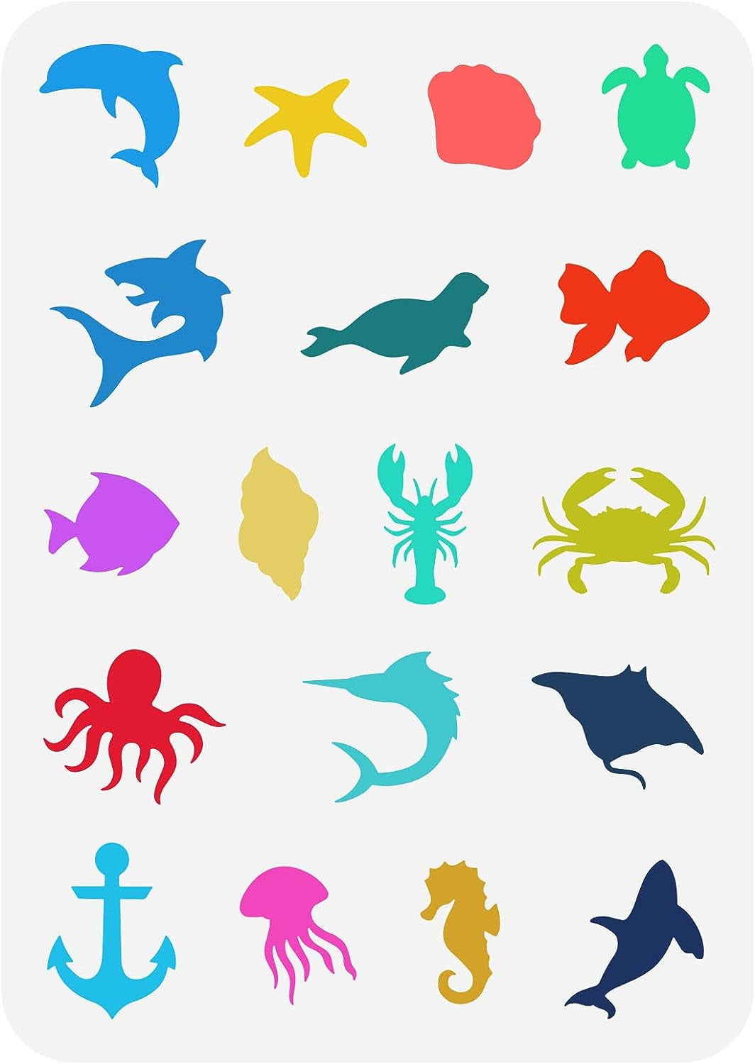 Sea Ocean Creatures Stencil 8.3x11.7 inch Turtle Starfish Shell Stencil ...