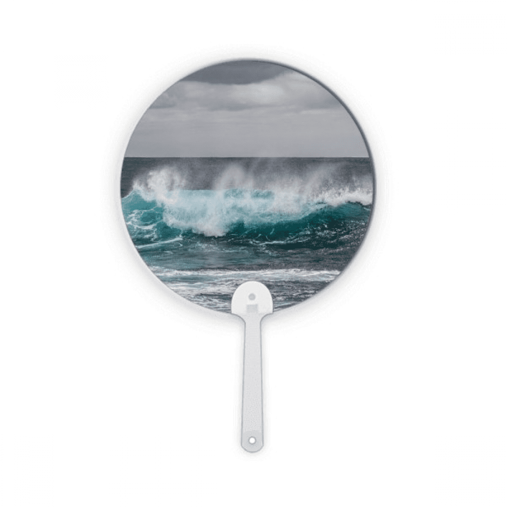 Sea Ocean Wave Science Nature Picture Plastic Round Handheld Fan ...