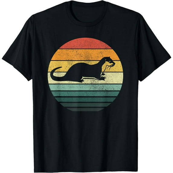 Sea Otter Animal Sunset Retro Vintage 70s Nature Lovers Softstyle Unisex T-Shirt,Black Color ...