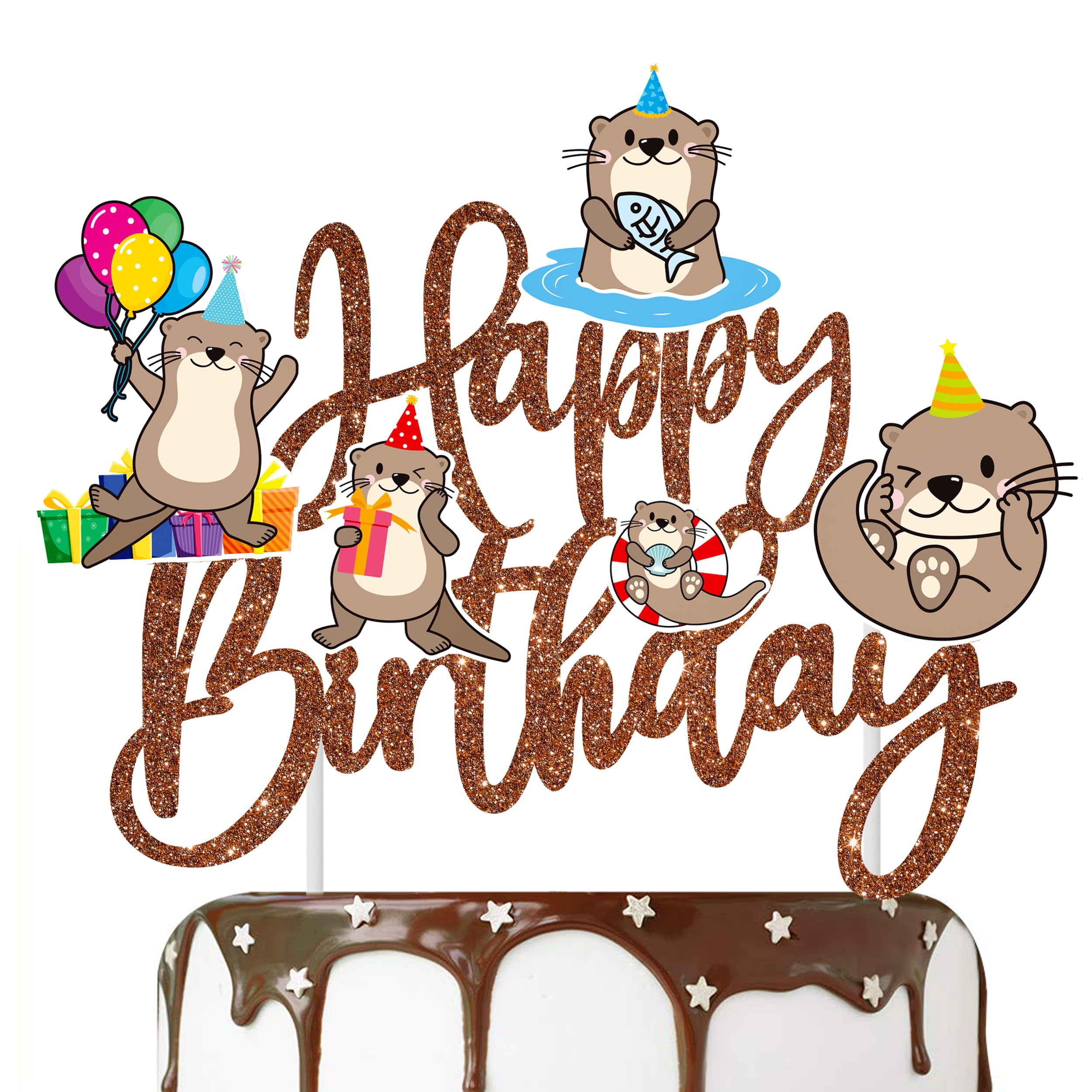 Sea Otter Birthday TWE5 Cake Topper Sea and River Little Otter Themed ...