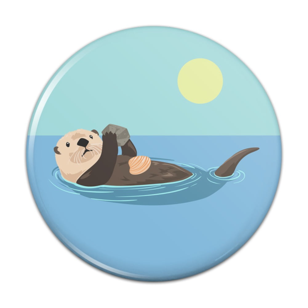 Sea Otter Eating Giant Clam Kitchen Refrigerator Locker Button Magnet ...