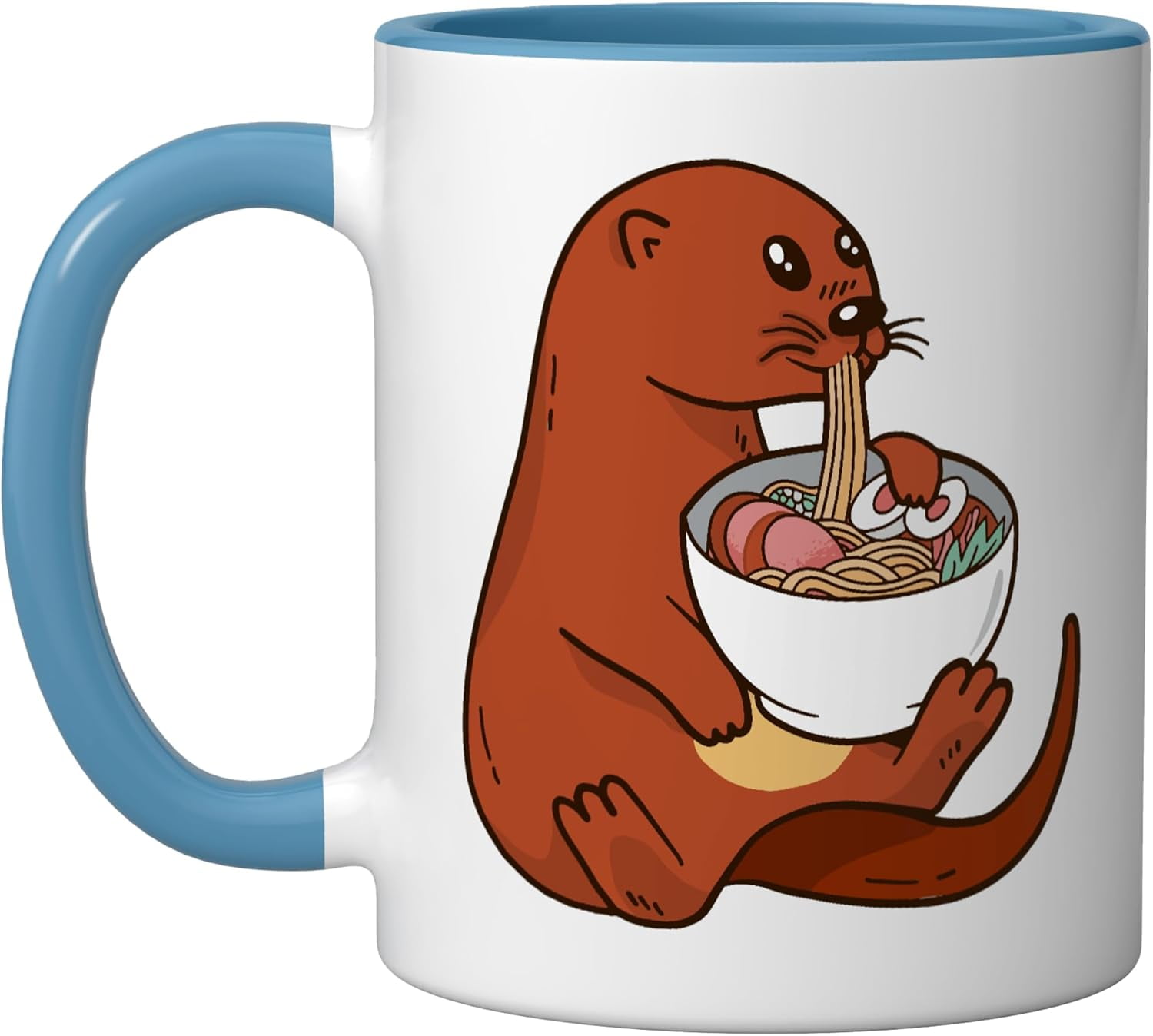 Sea Otter Food Design for a RaM1en S1oup Lover Ceramic Mug, BlueWhite ...