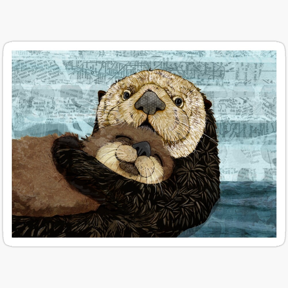 Sea Otter Mother And Baby Sticker Phone Decal Water Bottle Stickers Car ...